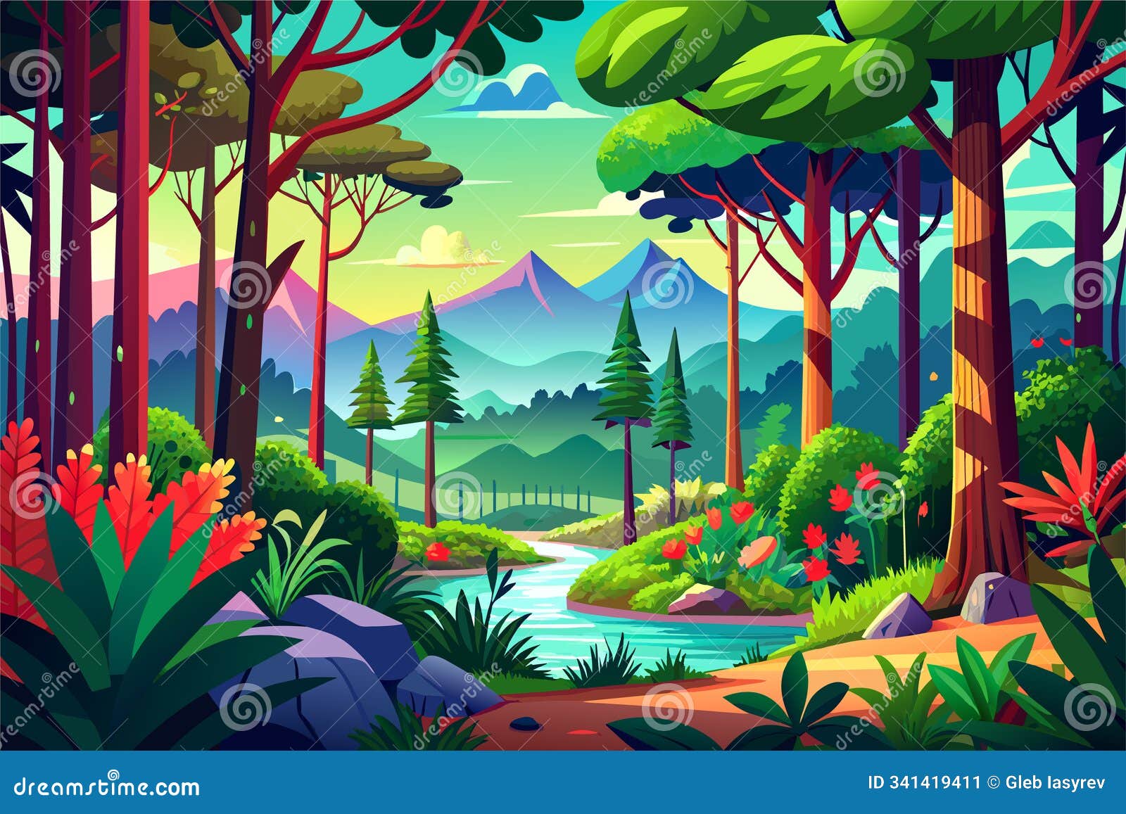 Forest Vector Illustration Cartoon Cute Clipart Stock Vector ...