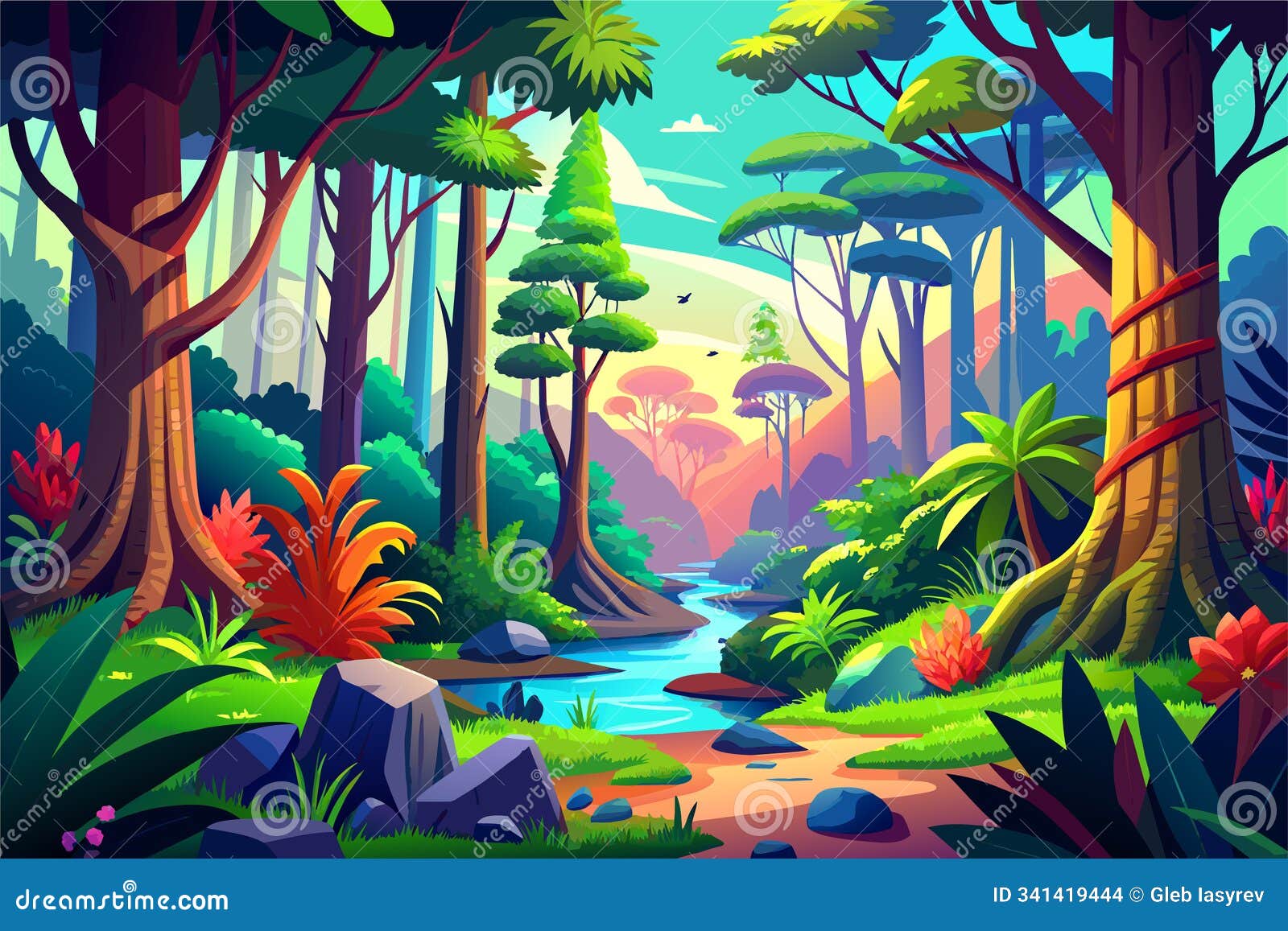Forest Vector Illustration Cartoon Cute Clipart Stock Vector ...