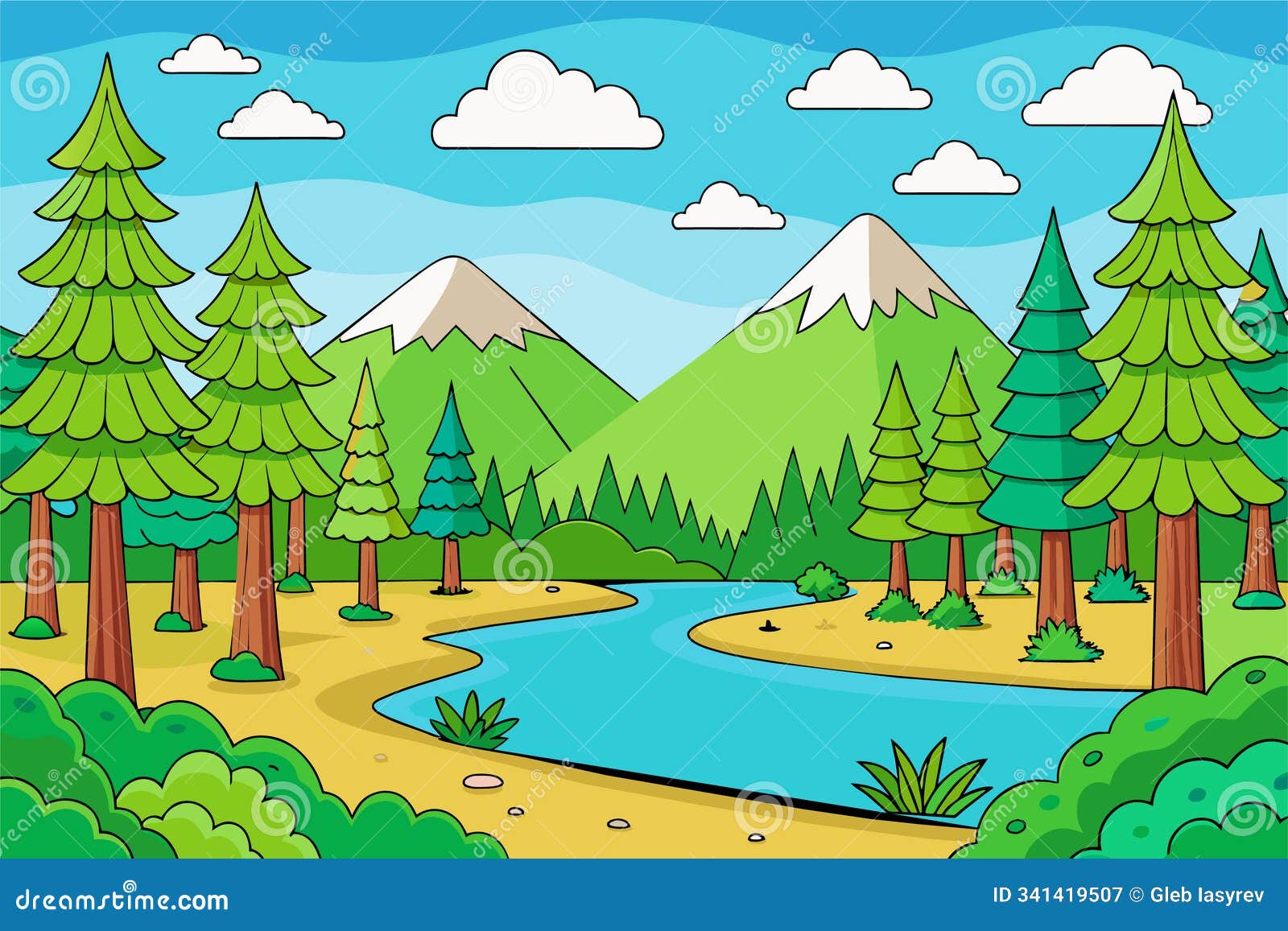 Forest Vector Illustration Cartoon Cute Clipart Stock Vector ...