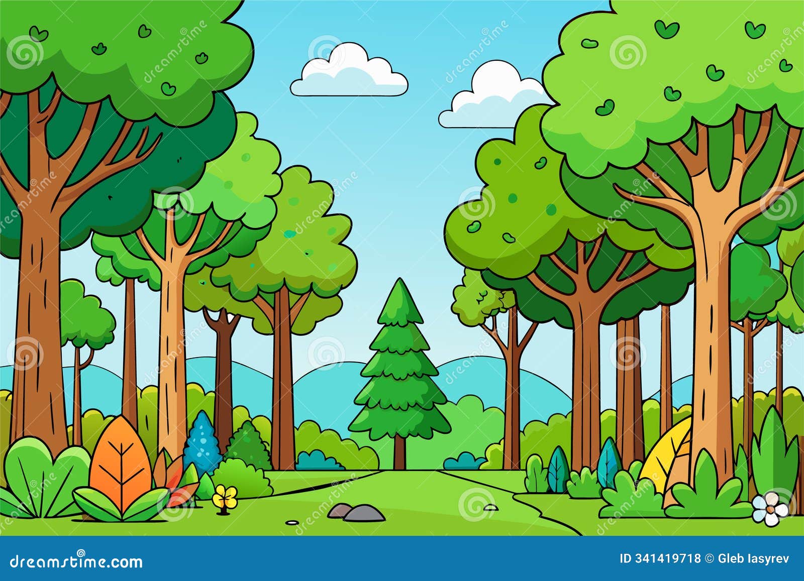 Forest Vector Illustration Cartoon Cute Clipart Stock Vector ...