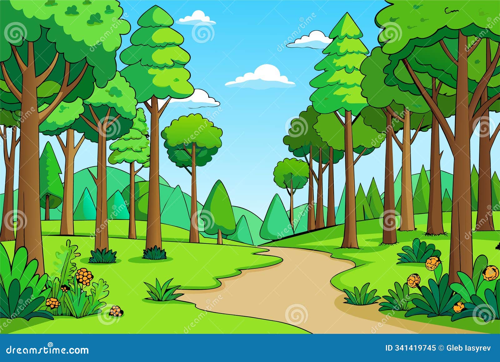 Forest Vector Illustration Cartoon Cute Clipart Stock Vector ...