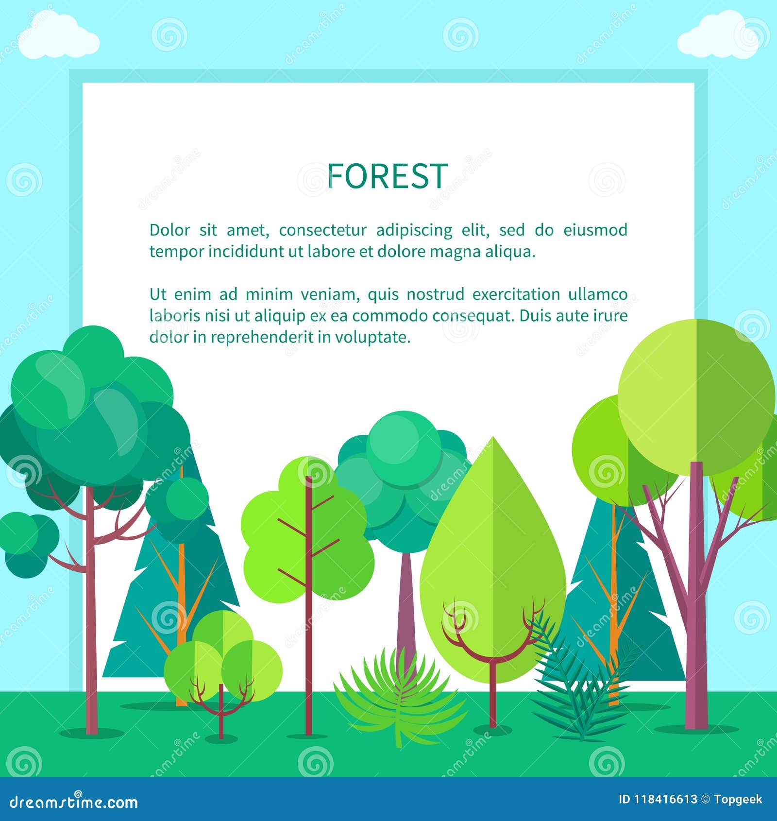 Forest Vector Web Banner with Trees and Bushes Stock Vector ...