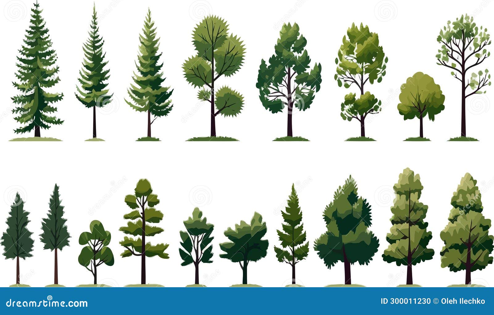 Forest Vegetation Set Isolated Vector Style Illustration Stock Vector ...