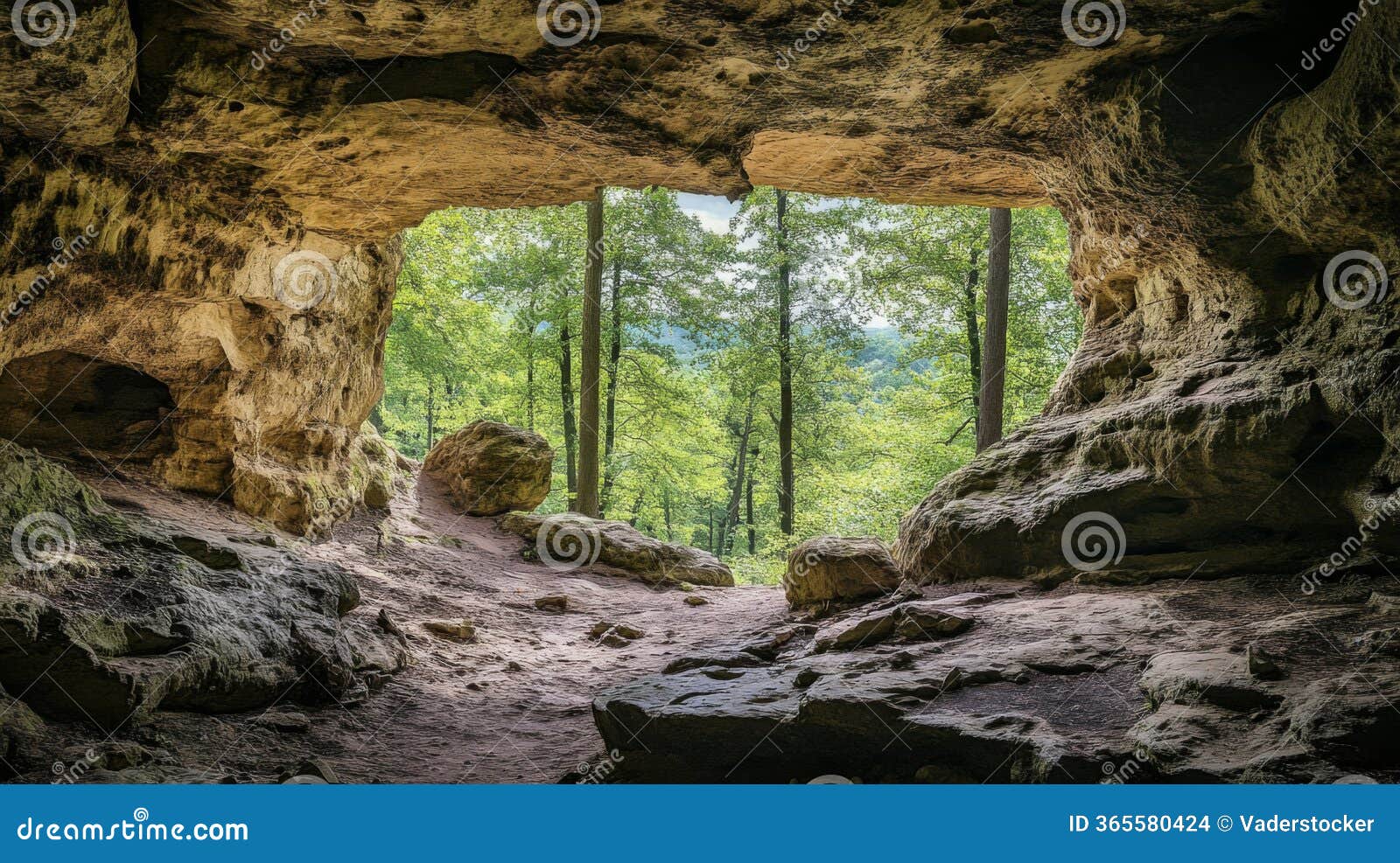 Cave Opening Framing A Serene Beach View With Kayaks And Clear Sky ...
