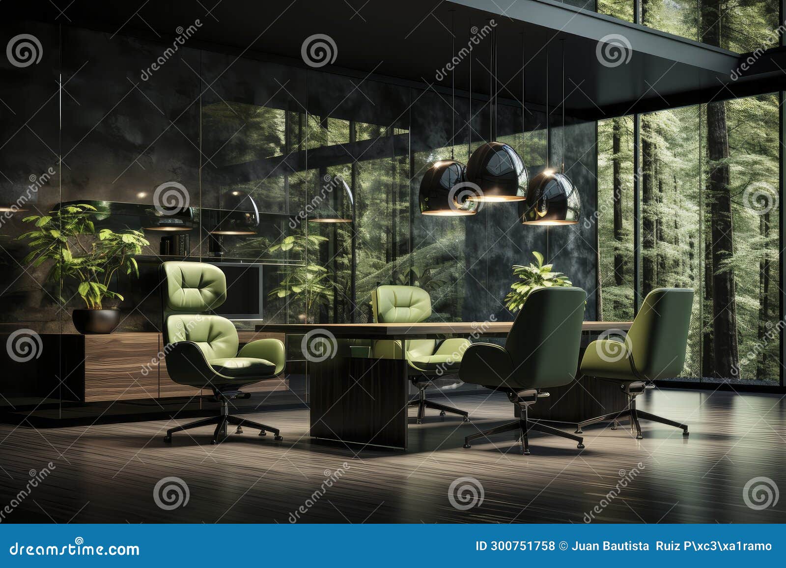 Forest View Conference Room: Modern Design Meets Nature. Stock Photo ...