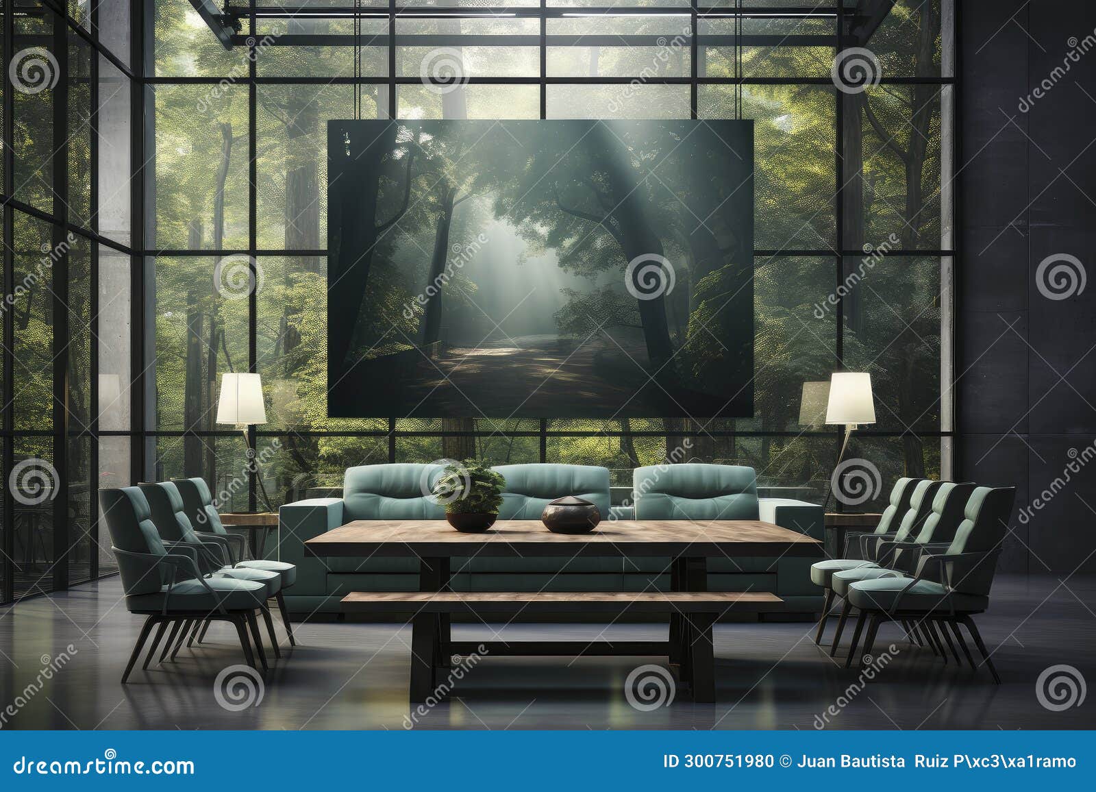 Forest View Conference Room: Modern Design Meets Nature. Stock Photo ...