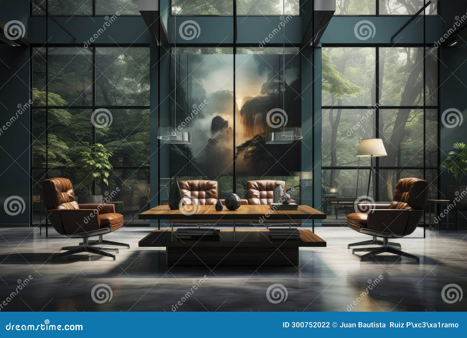 Forest View Conference Room: Modern Design Meets Nature. Stock Photo ...