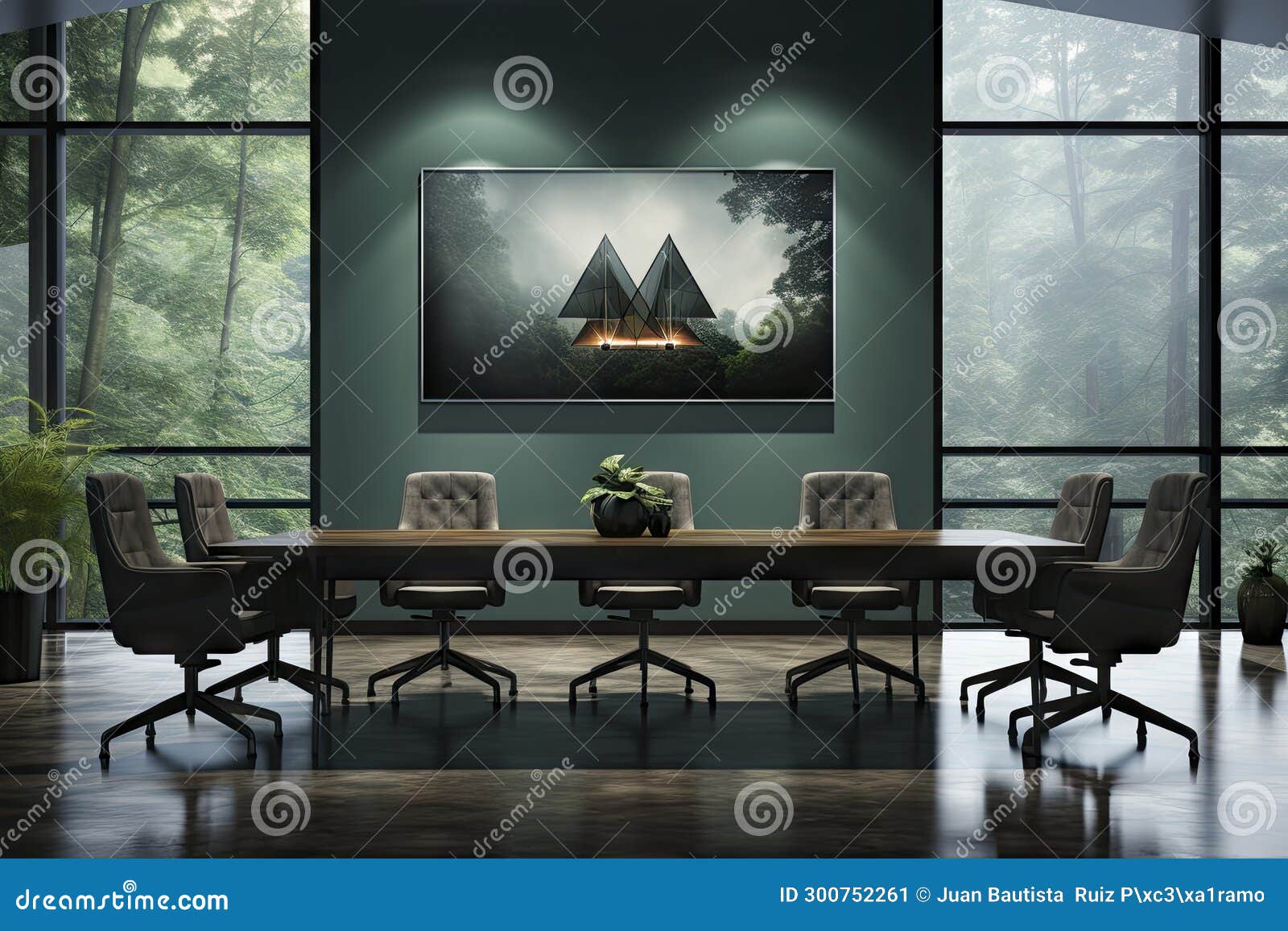 Forest View Conference Room: Modern Design Meets Nature. Stock Image ...