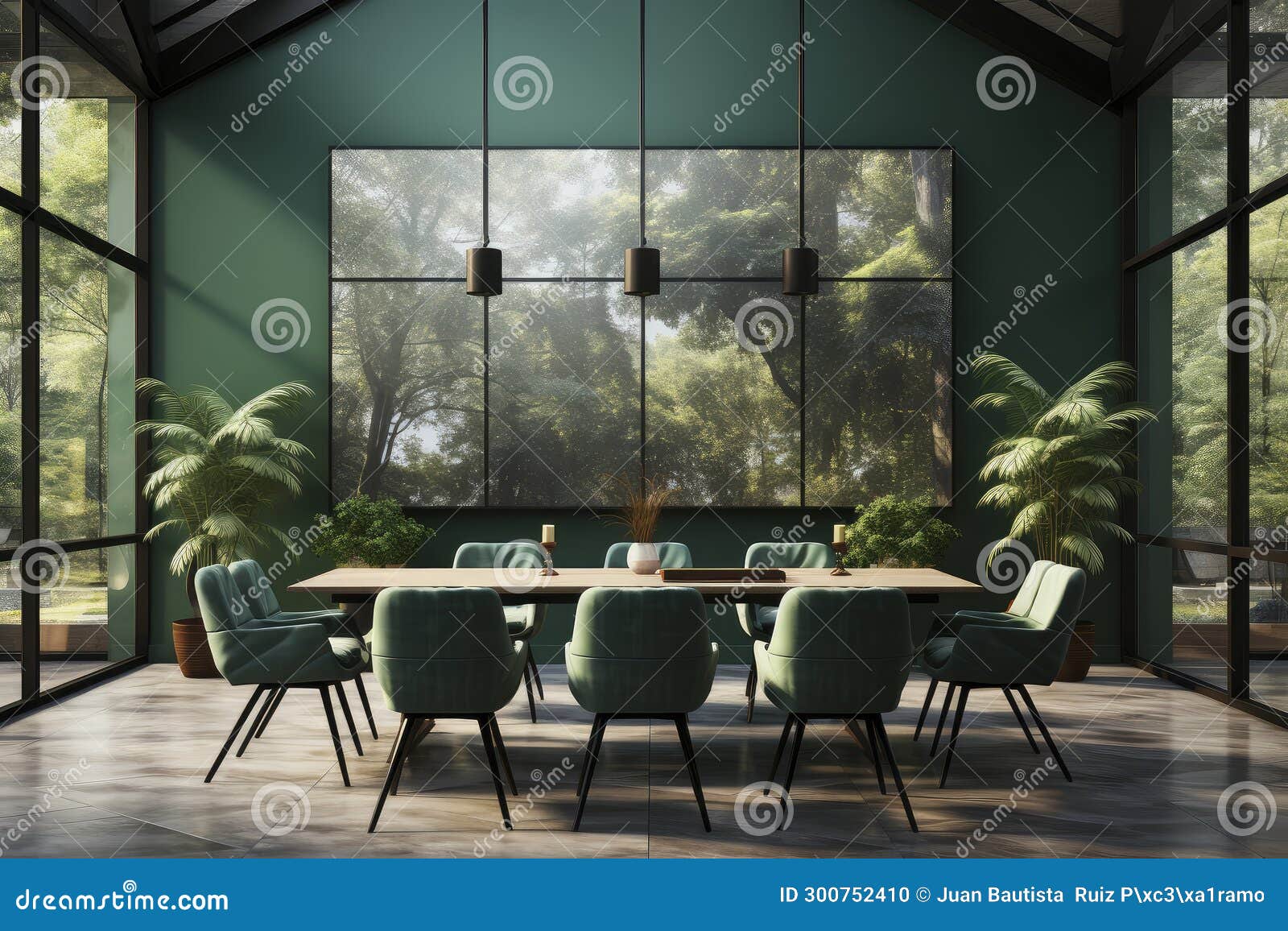 Forest View Conference Room: Modern Design Meets Nature. Stock Photo ...