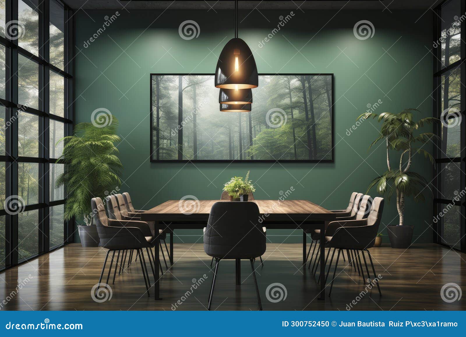 Forest View Conference Room: Modern Design Meets Nature. Stock Photo ...
