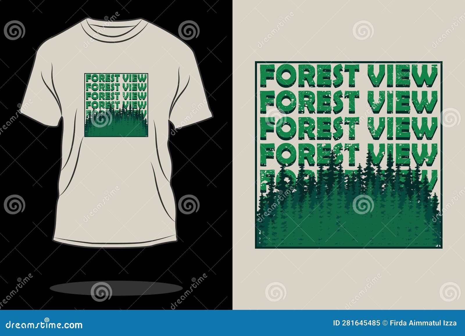 Forest View Retro Vintage T Shirt Design Typography Stock Vector ...