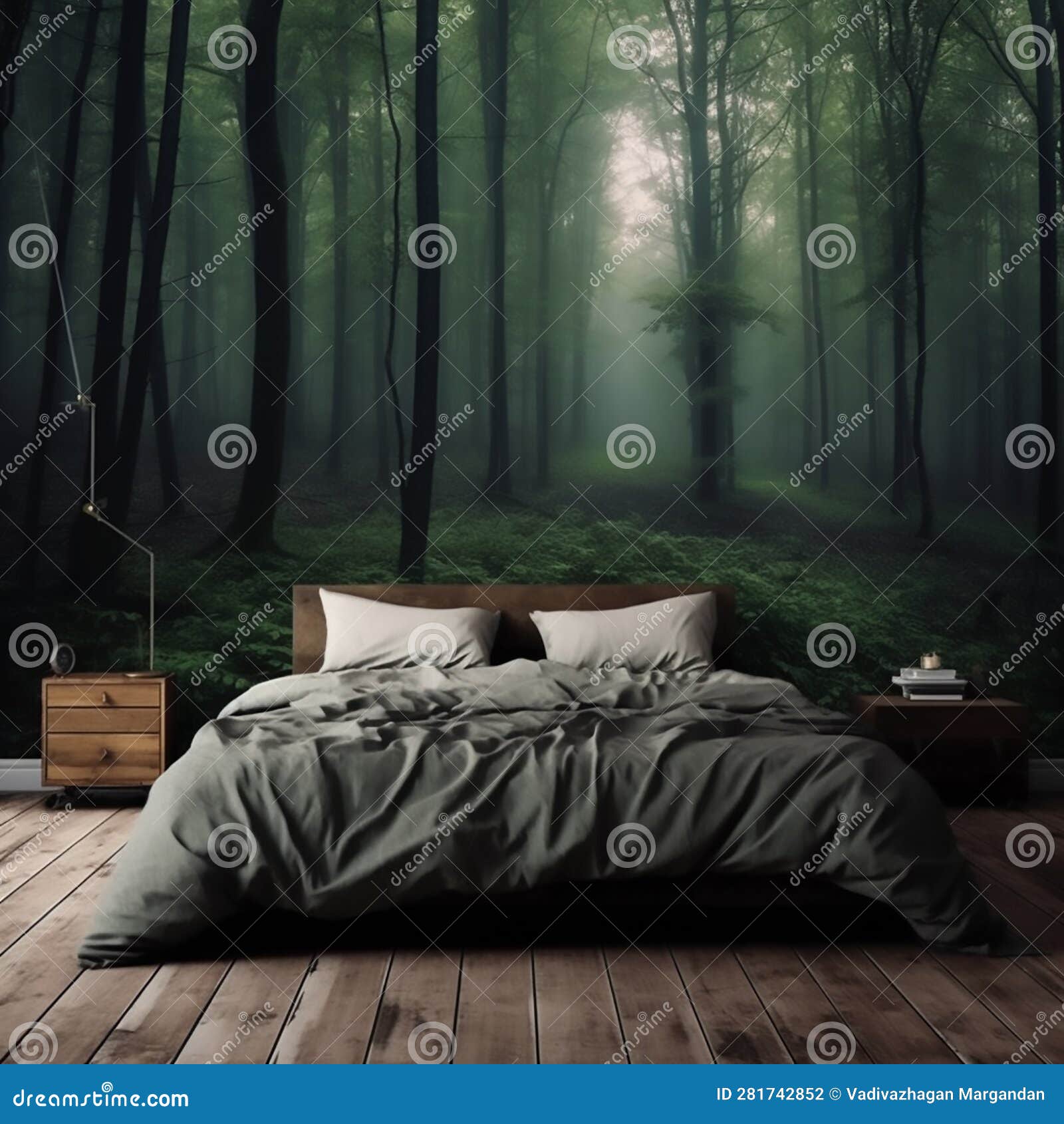 Forest wallpaper room stock illustration. Illustration of mountain ...