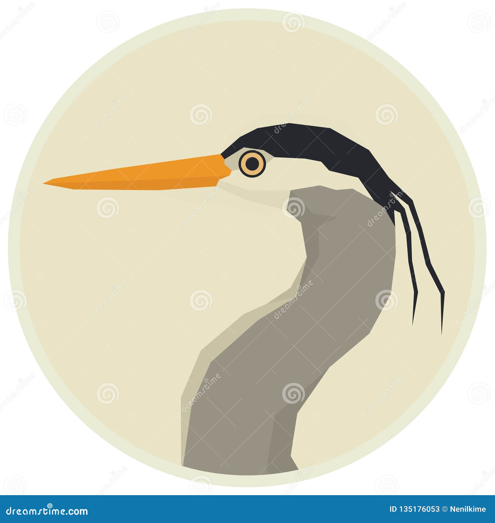 Forest Wild Life Isolated Vector Animals Geometric Great Blue Heron ...