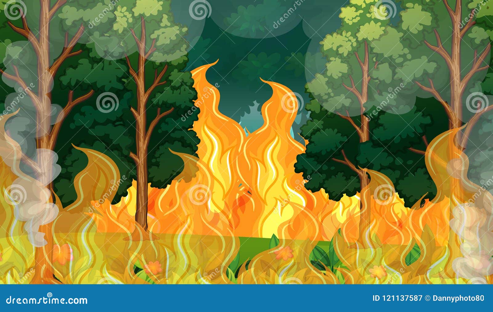 A Forest Wildfire Disaster stock vector. Illustration of safety - 121137587