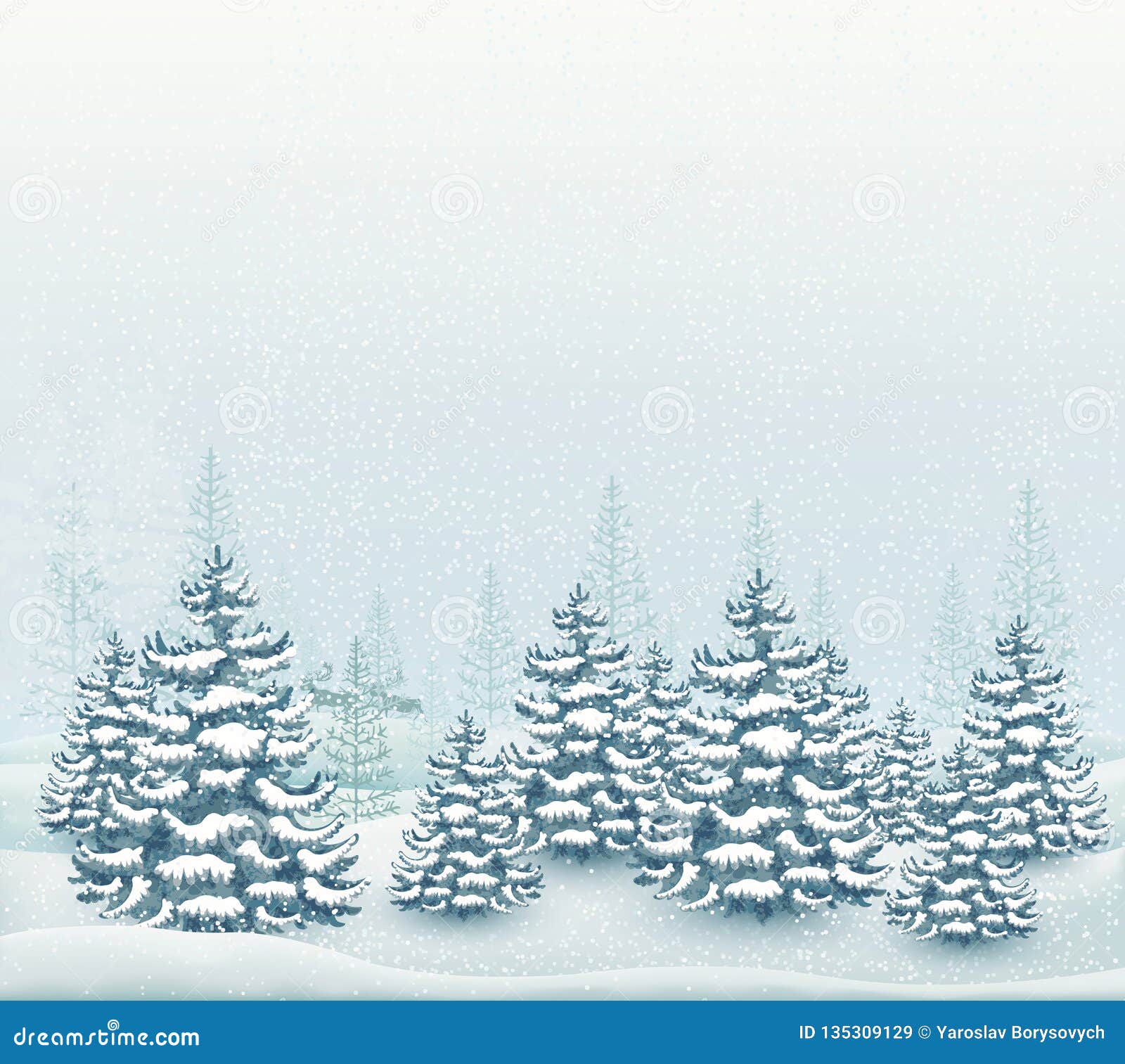 Forest Winter Landscape Vector Stock Vector - Illustration of beautiful ...