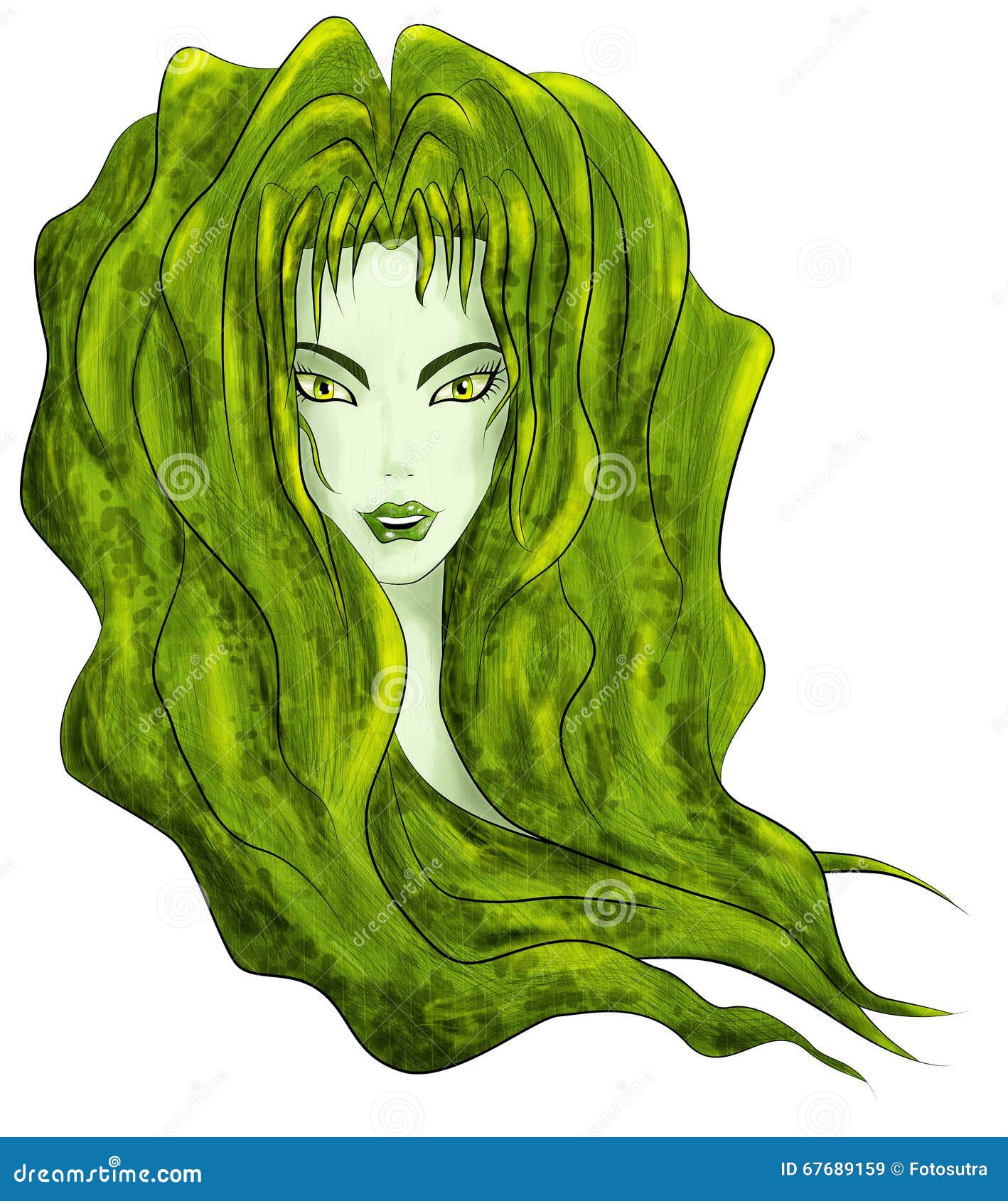 Forest Witch Head Drawing Illustration Stock Vector - Illustration of ...