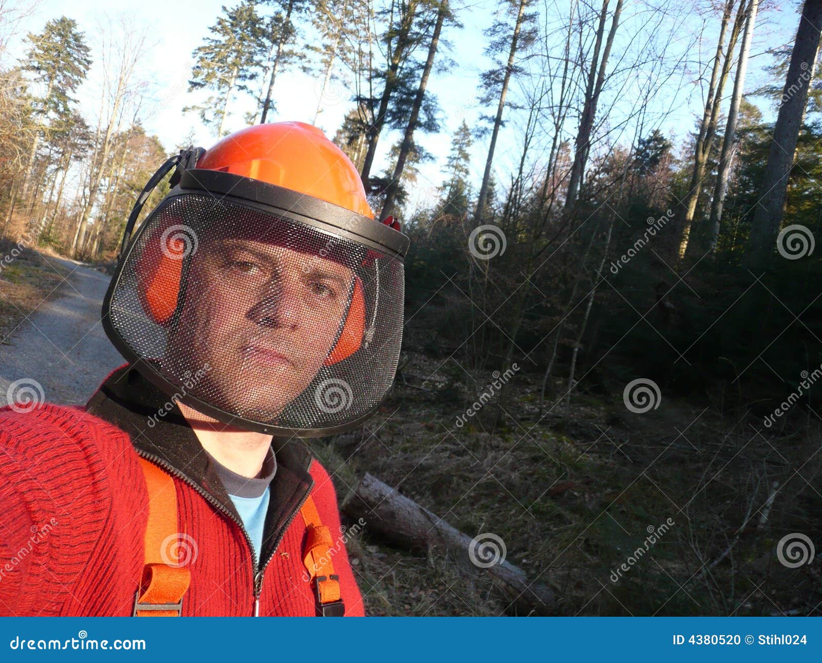 Forest worker 1 stock photo. Image of shield, worker, chain - 4380520