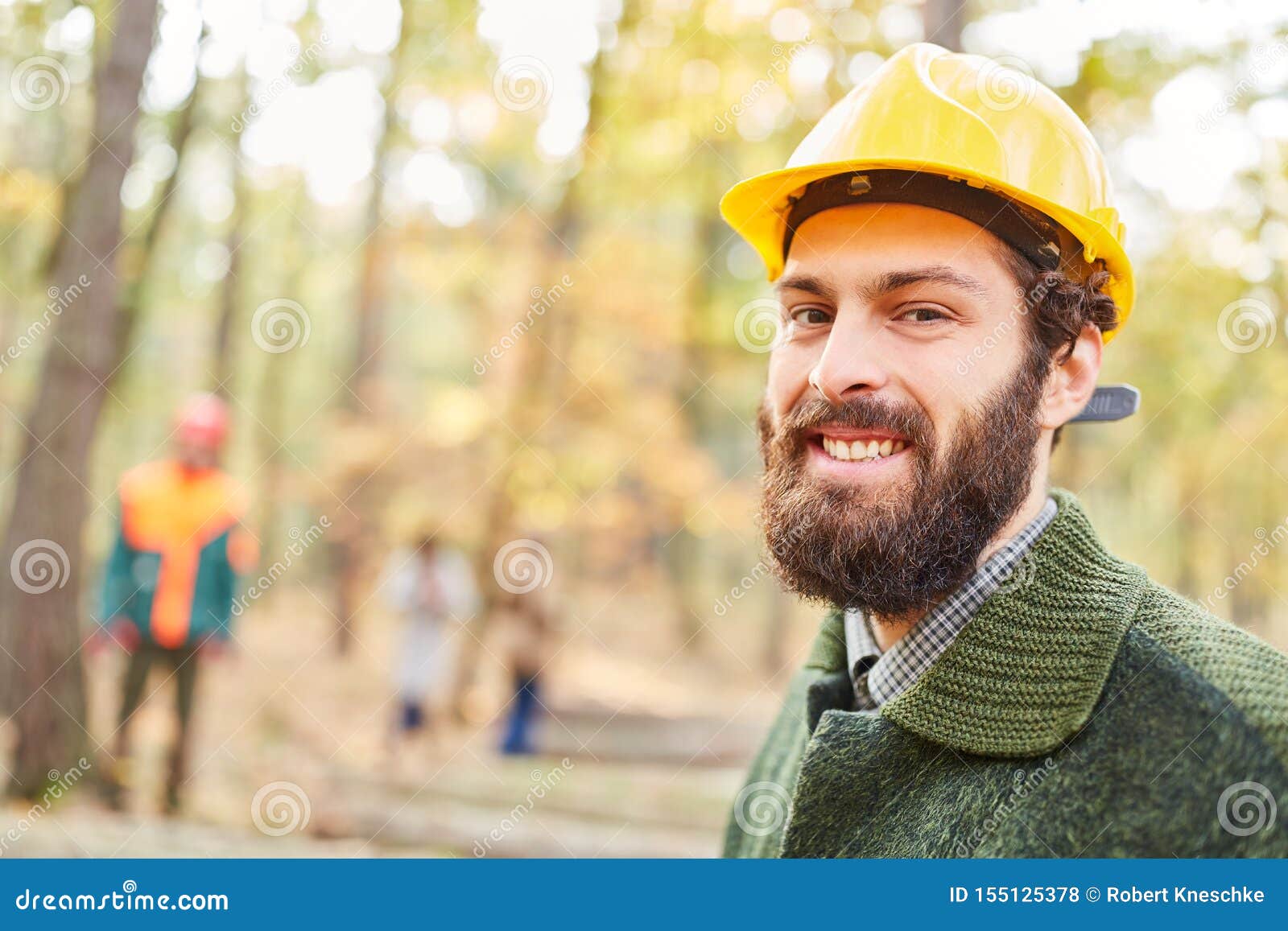 Forest Worker or Forestry Smiles Satisfied Stock Photo - Image of ...