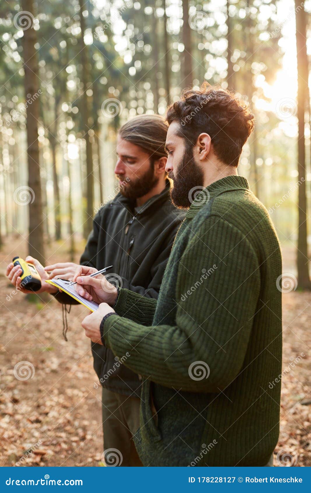 Foresters Measure and Record the Tree Height Stock Image - Image of ...