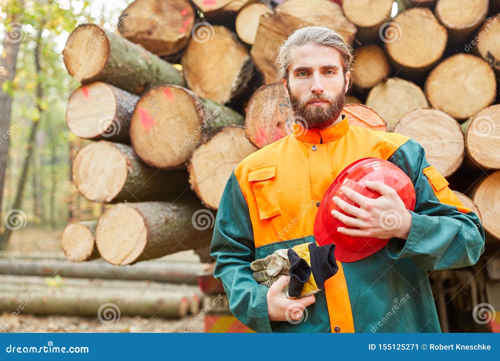 Forestry or Forest Worker in Protective Clothing Stock Image - Image of ...
