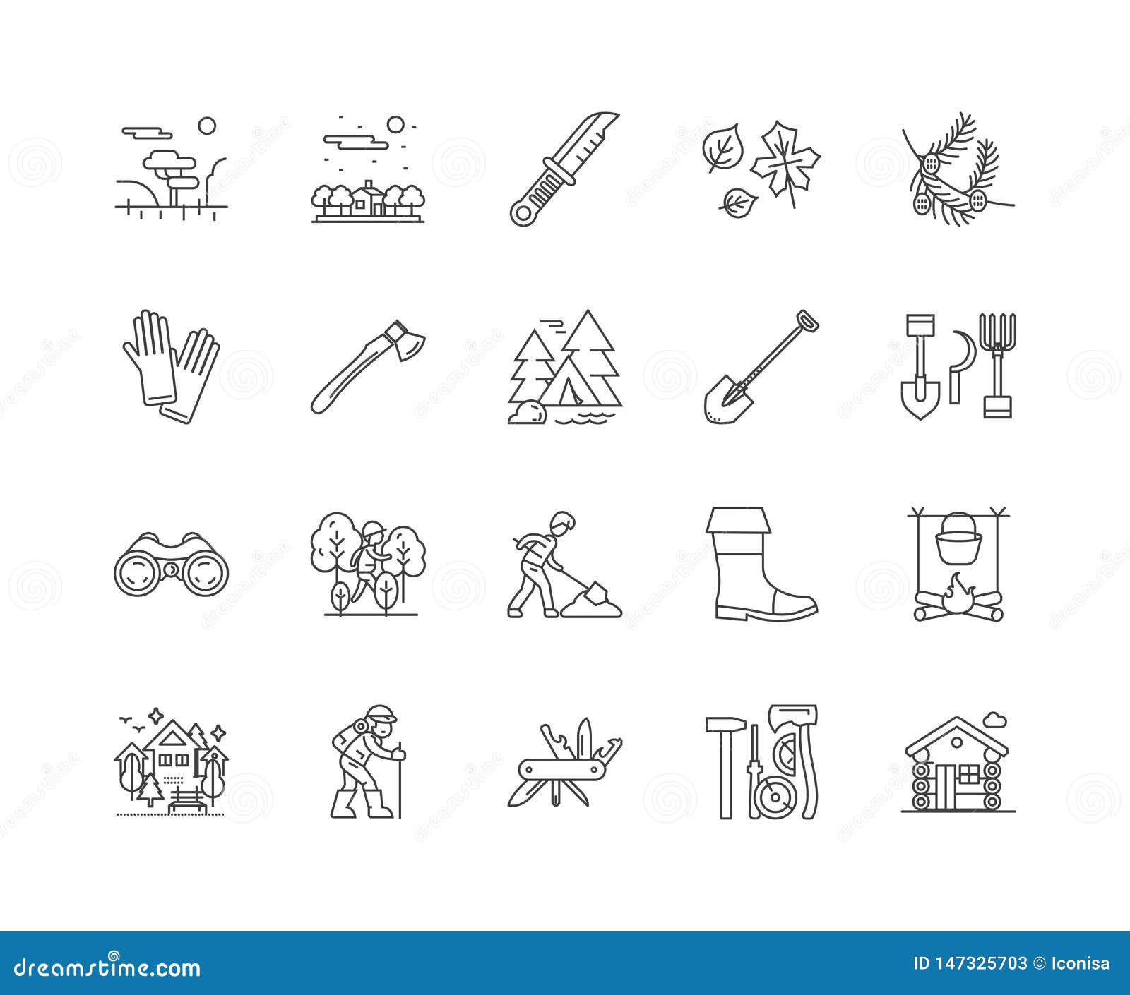 Forestry Line Icons, Signs, Vector Set, Outline Illustration Concept ...