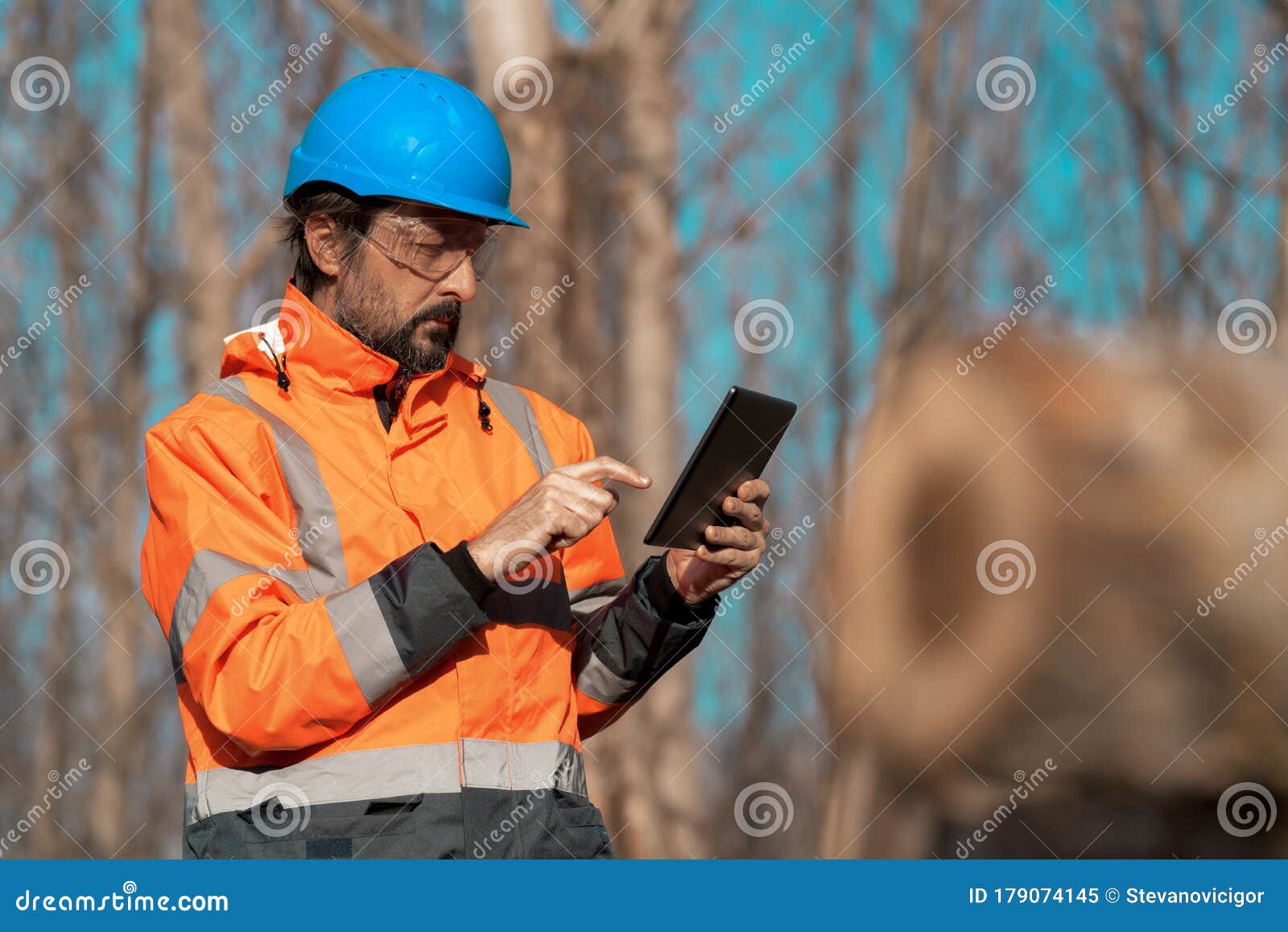 Forestry Technician Using Digital Tablet Computer in Forest Stock Image ...