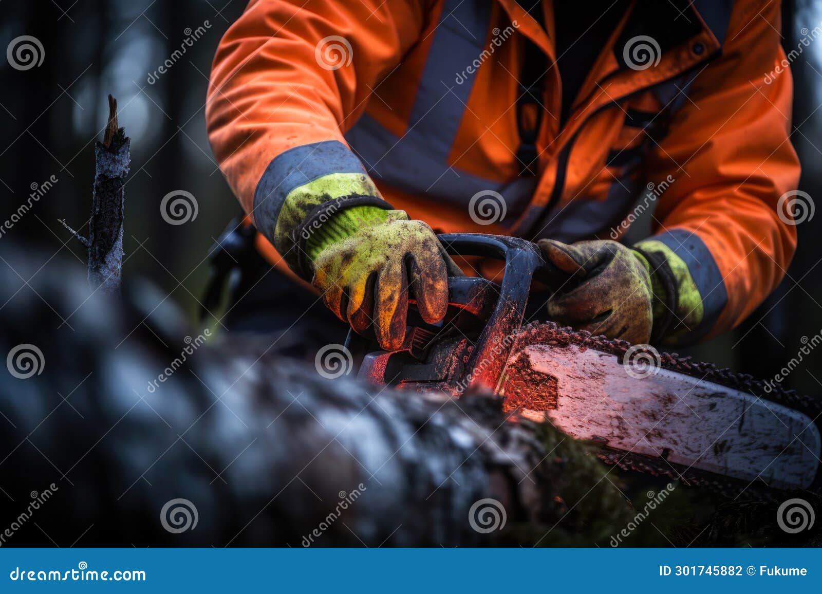 Forestry Worker Cutting Tree with Chainsaw.generative Ai Stock ...