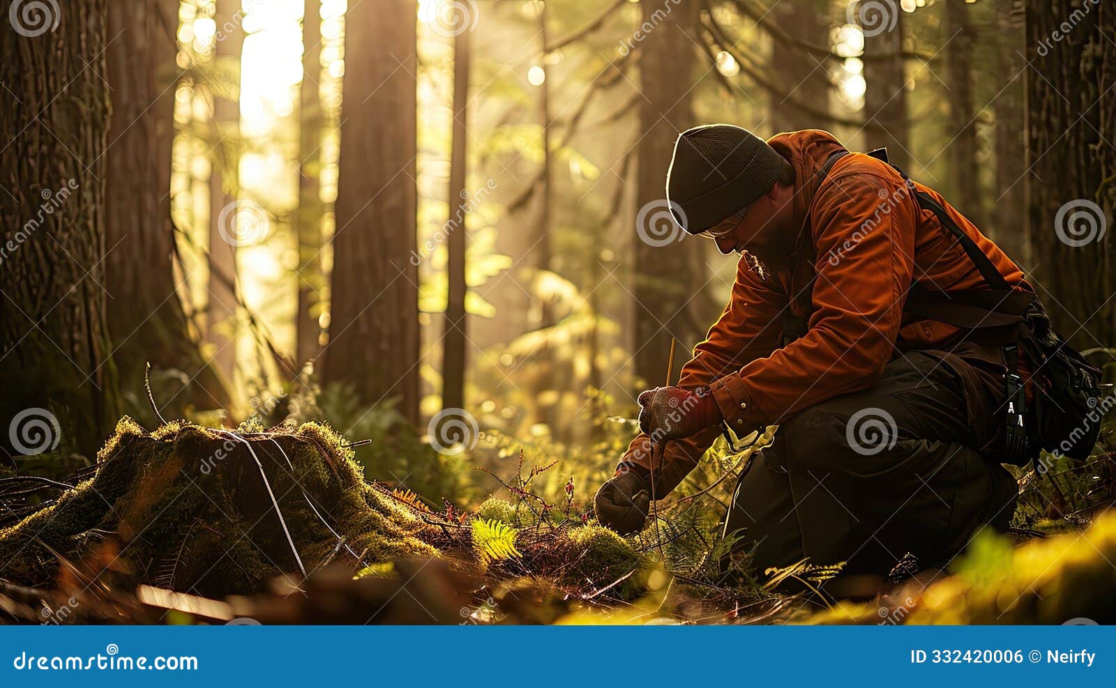 Forestry Worker Measuring and Marking Trees, Stock Photo - Image of ...