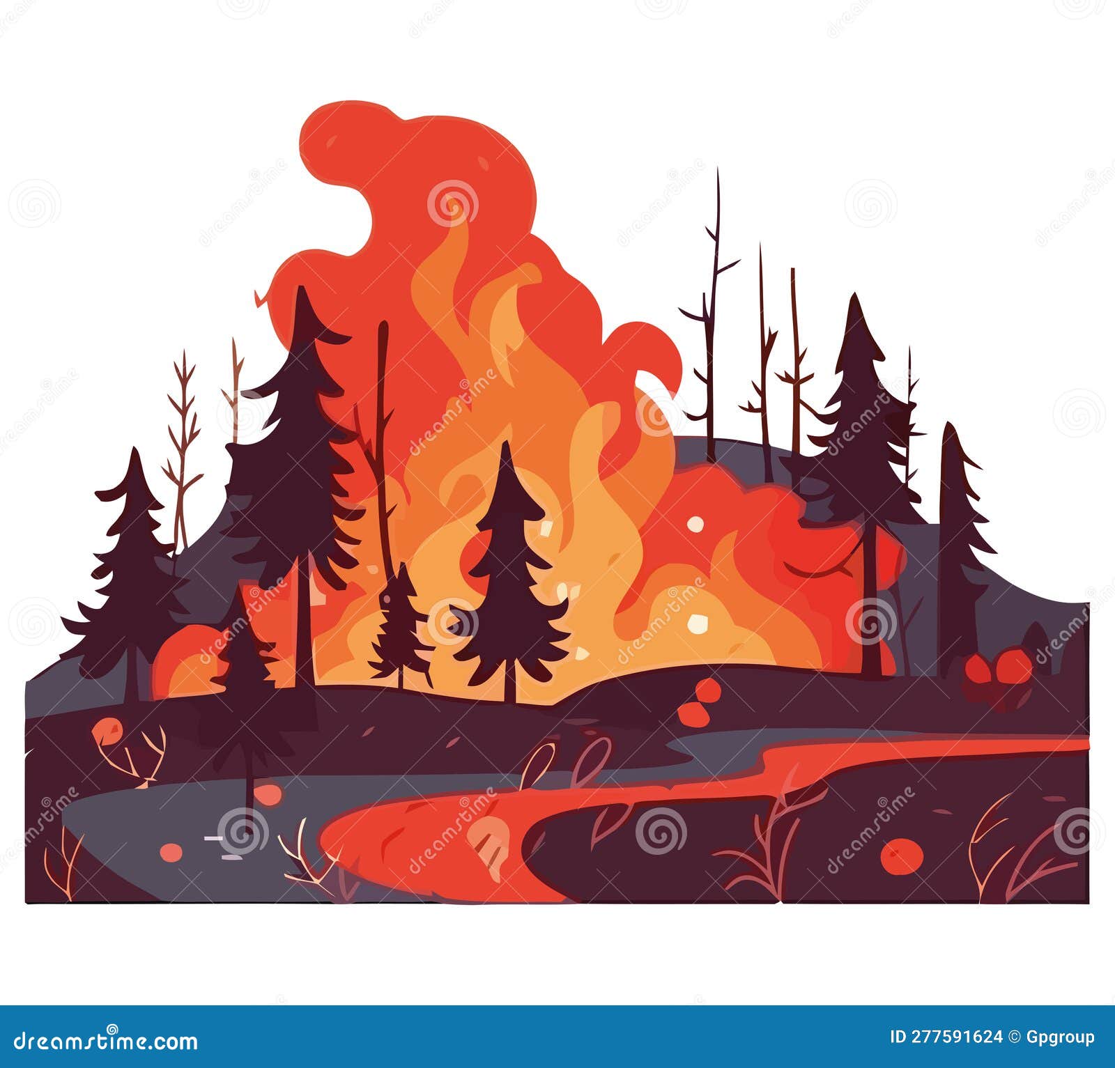 Forests burning vector stock vector. Illustration of nature - 277591624