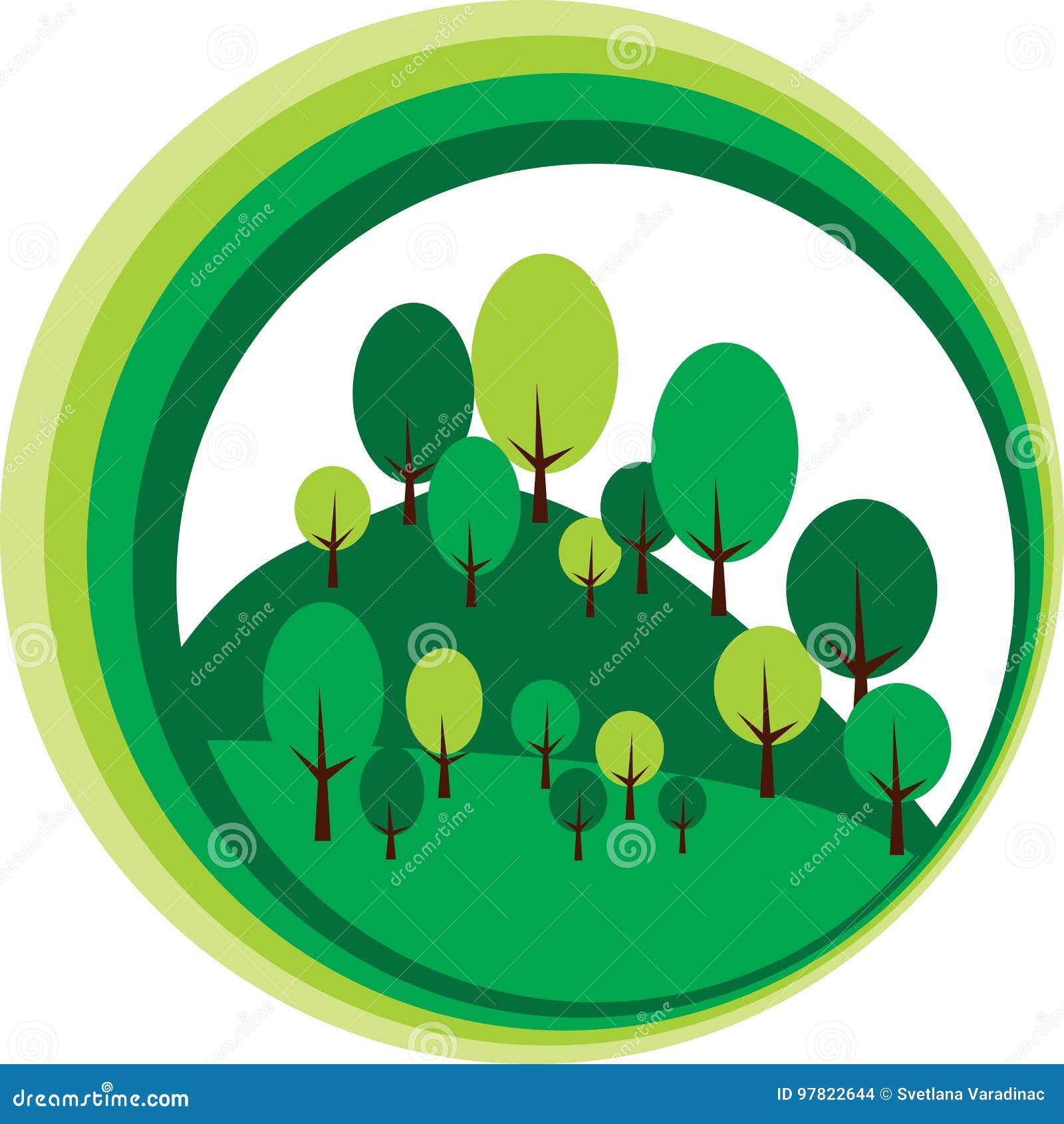 Forests Trees Cut Out in the Form of a Circle Stock Vector ...