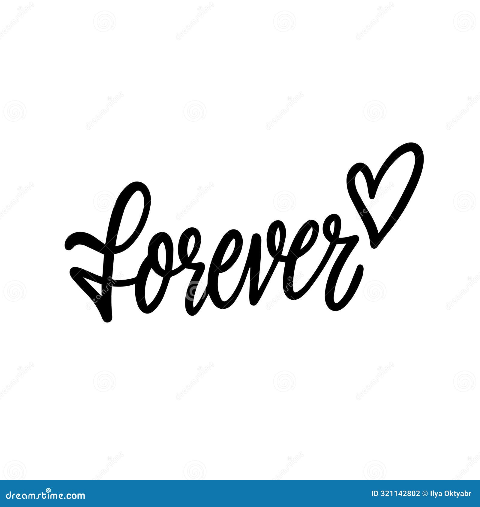 Forever Calligraphy with Heart Symbol Represents Commitment and Love in ...