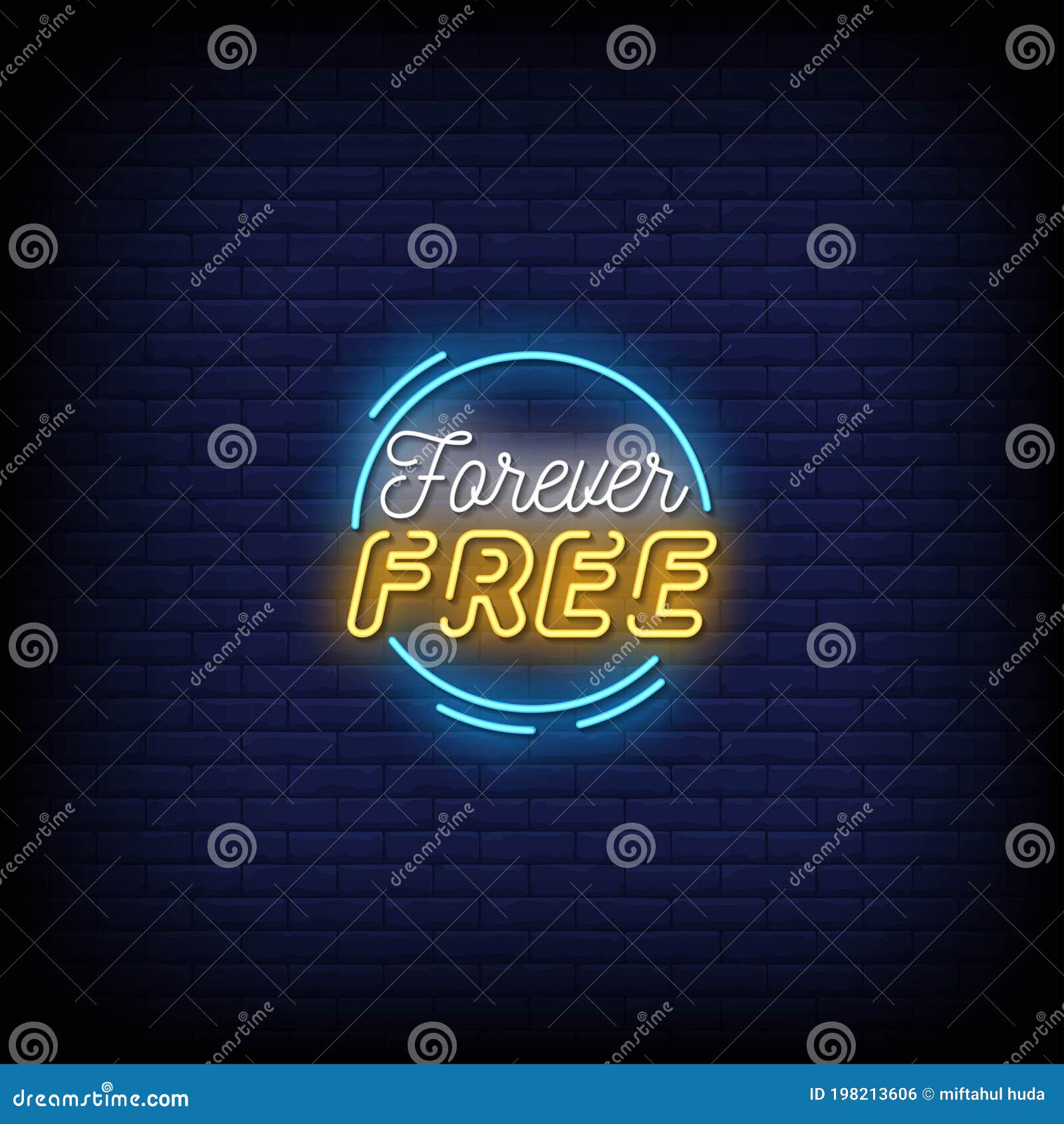Forever Free Neon Signs Vector Stock Vector - Illustration of live ...