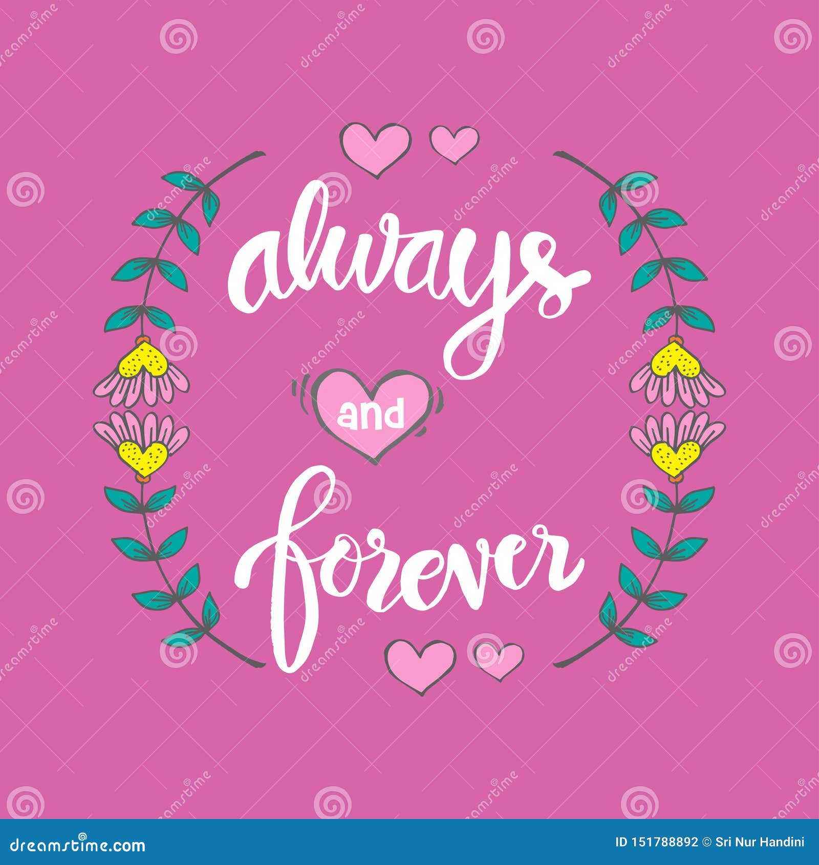 Always and Forever Hand Lettering for Your Design Stock Vector ...