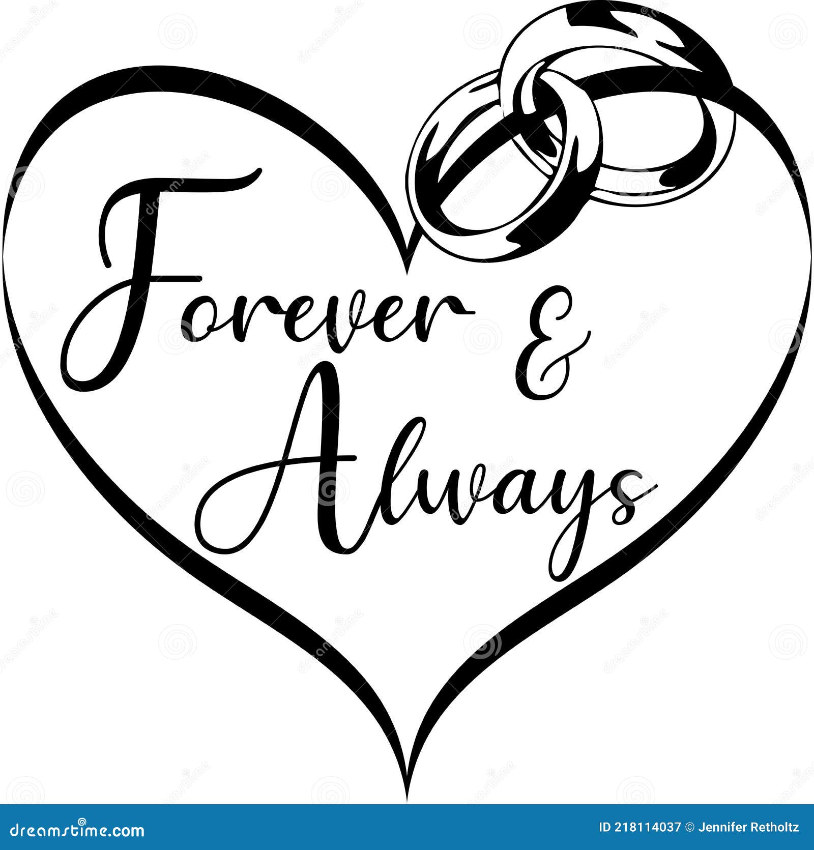 Forever and always Heart Graphic Stock Illustration - Illustration of ...