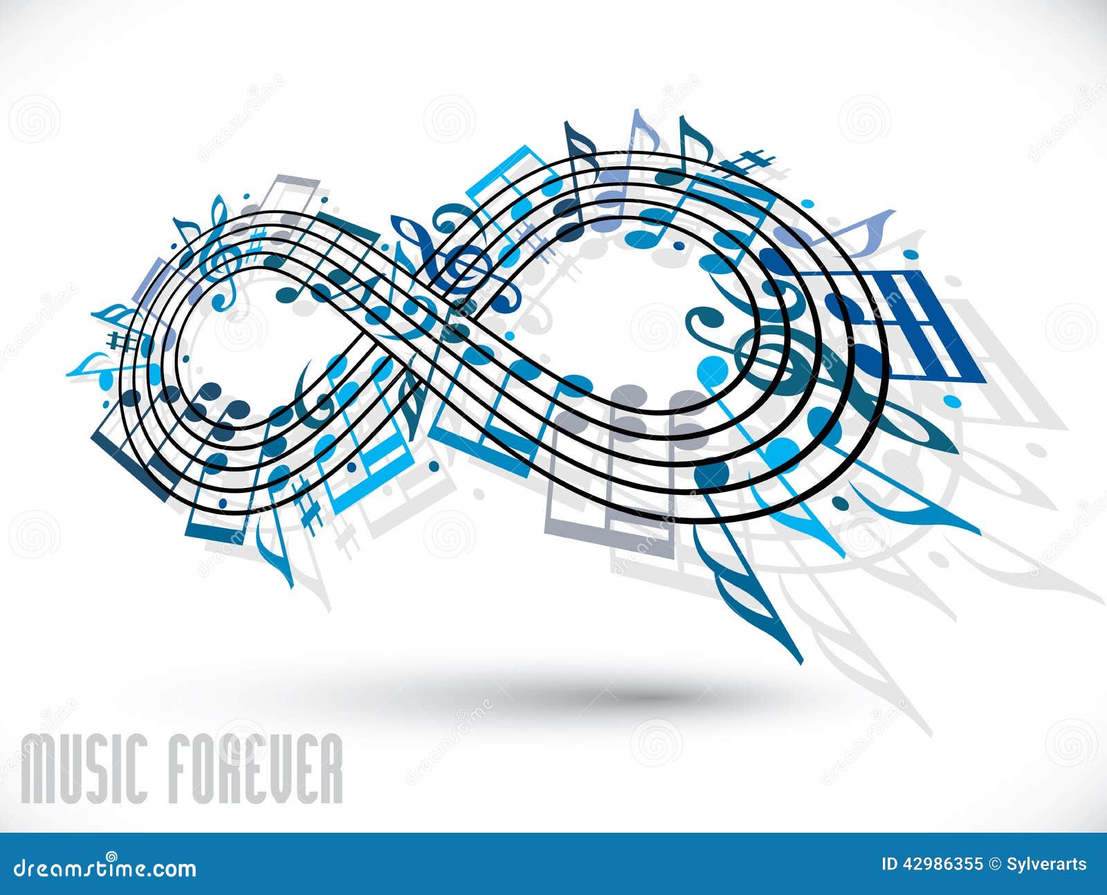 Forever Music Concept, Infinity Symbol Made With Musical Notes A Vector ...
