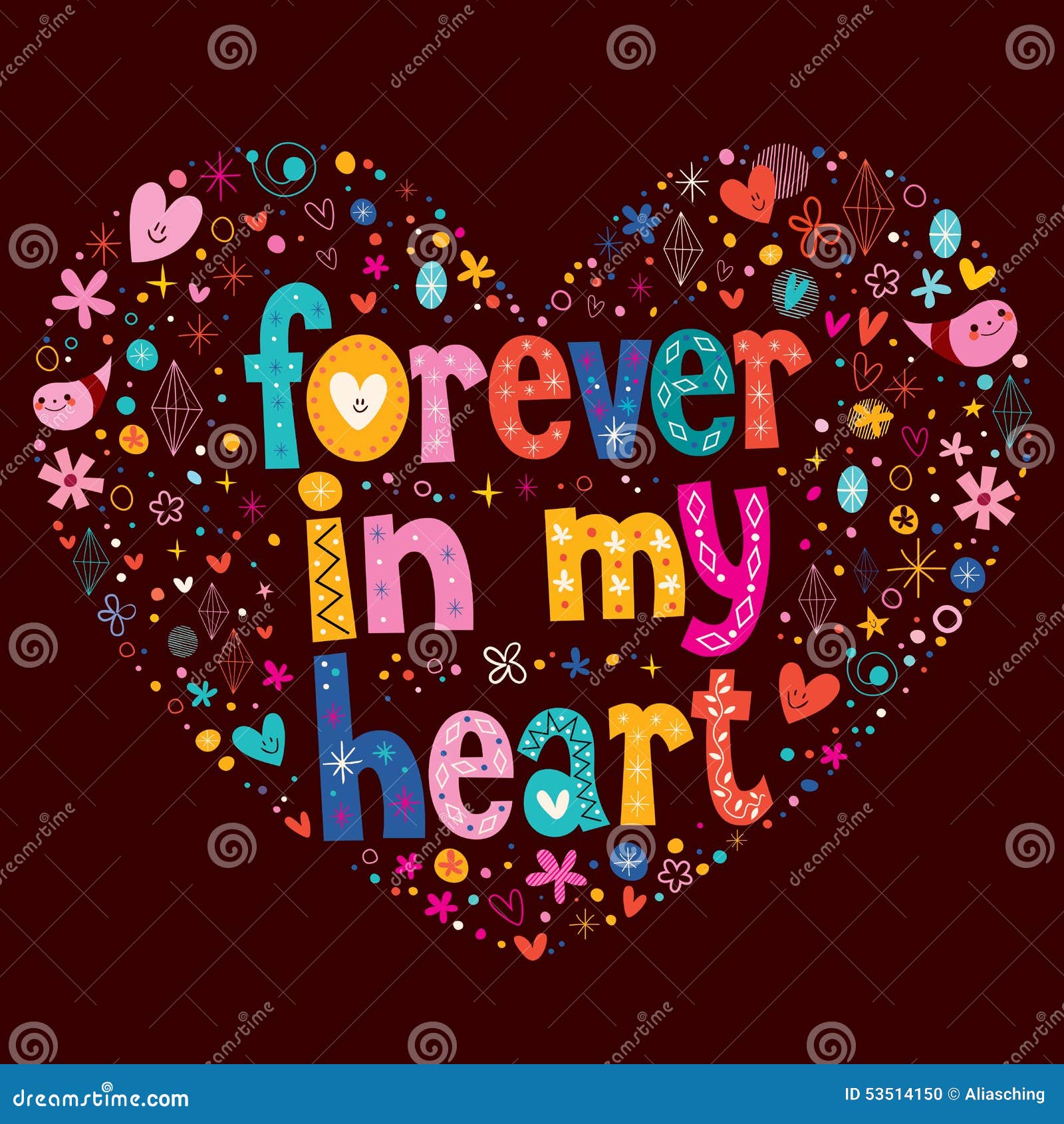 Forever in My Heart Love Vector Stock Vector - Illustration of love ...