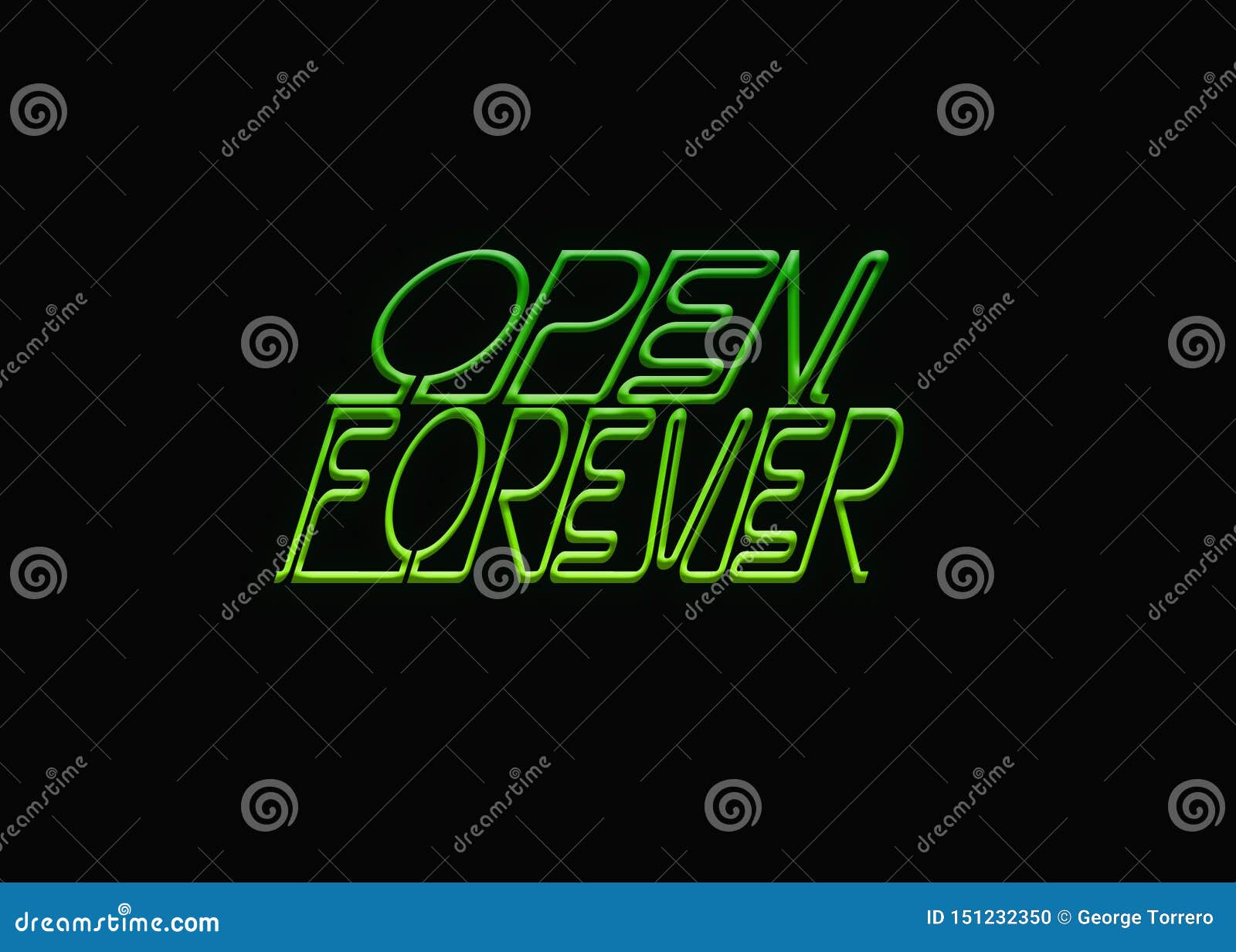 Forever Open Neon Sign stock illustration. Illustration of open - 151232350