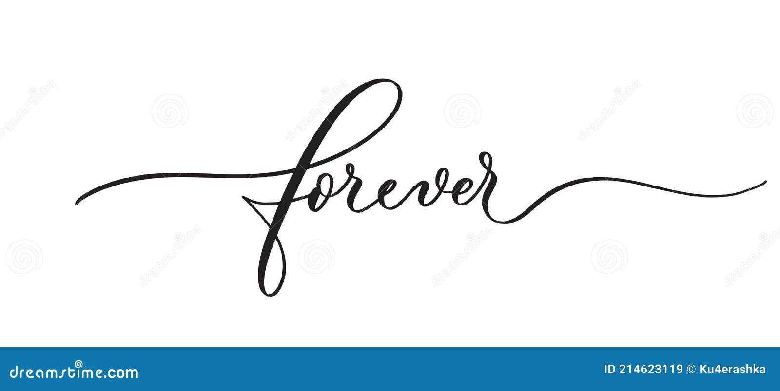 Forever Typography Lettering Quote, Brush Calligraphy Banner with Thin ...