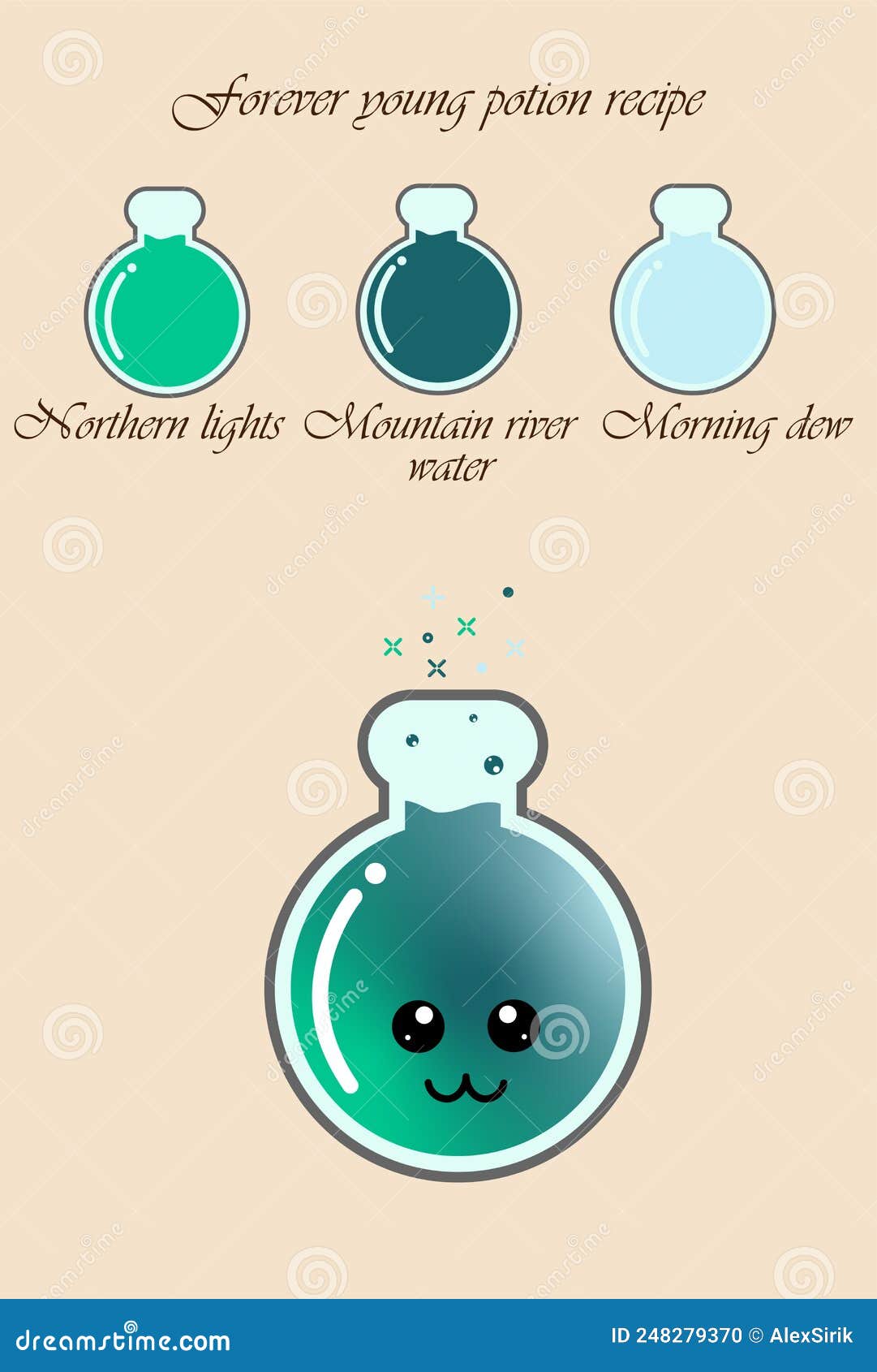 Forever Young Potion Witchcraft Book Page Stock Vector - Illustration ...