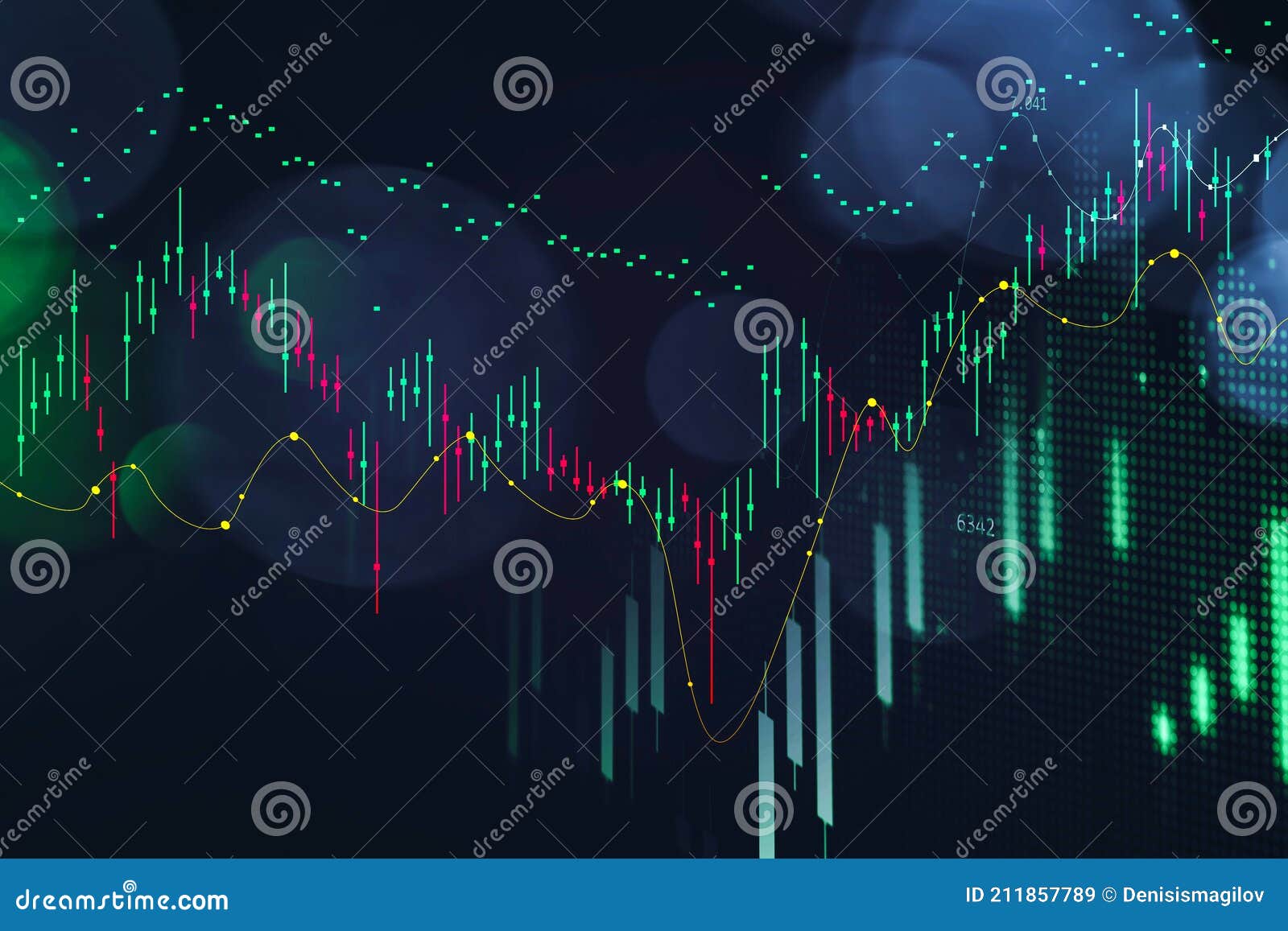 Forex Candlestick Chart. Financial Data Graph on LED Display. Concept ...