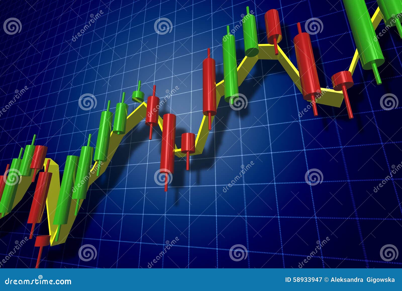 Forex Candlestick Chart Over Dark Blue Stock Illustration ...