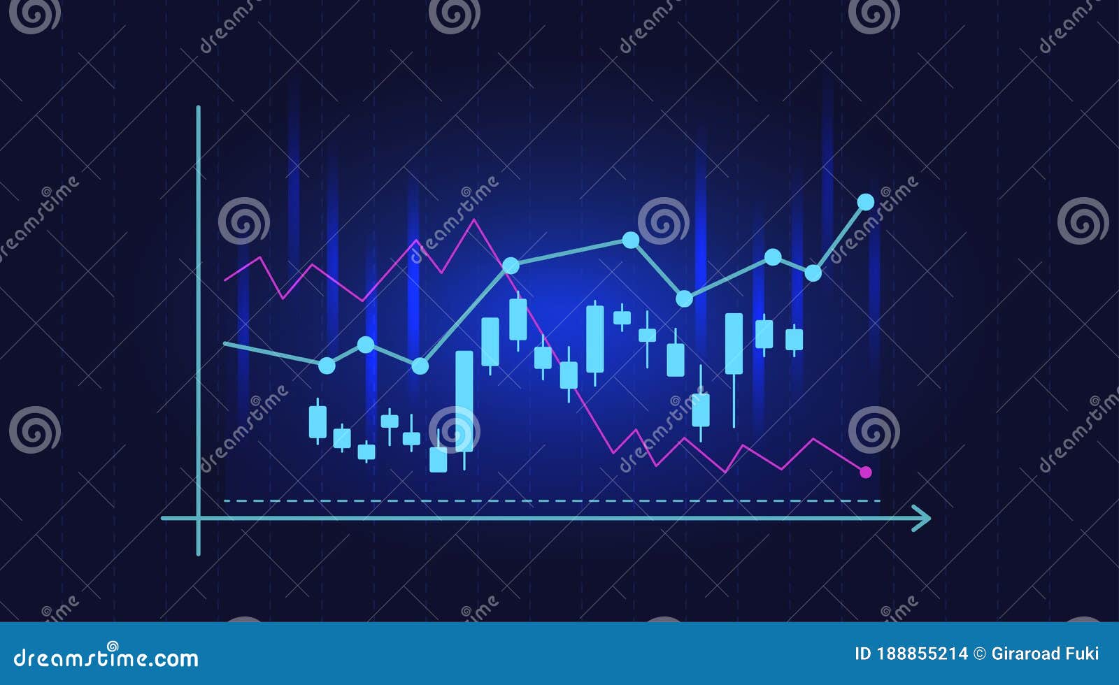 Forex Chart Backdrop with Candlestick and Index Grid Stock Vector ...