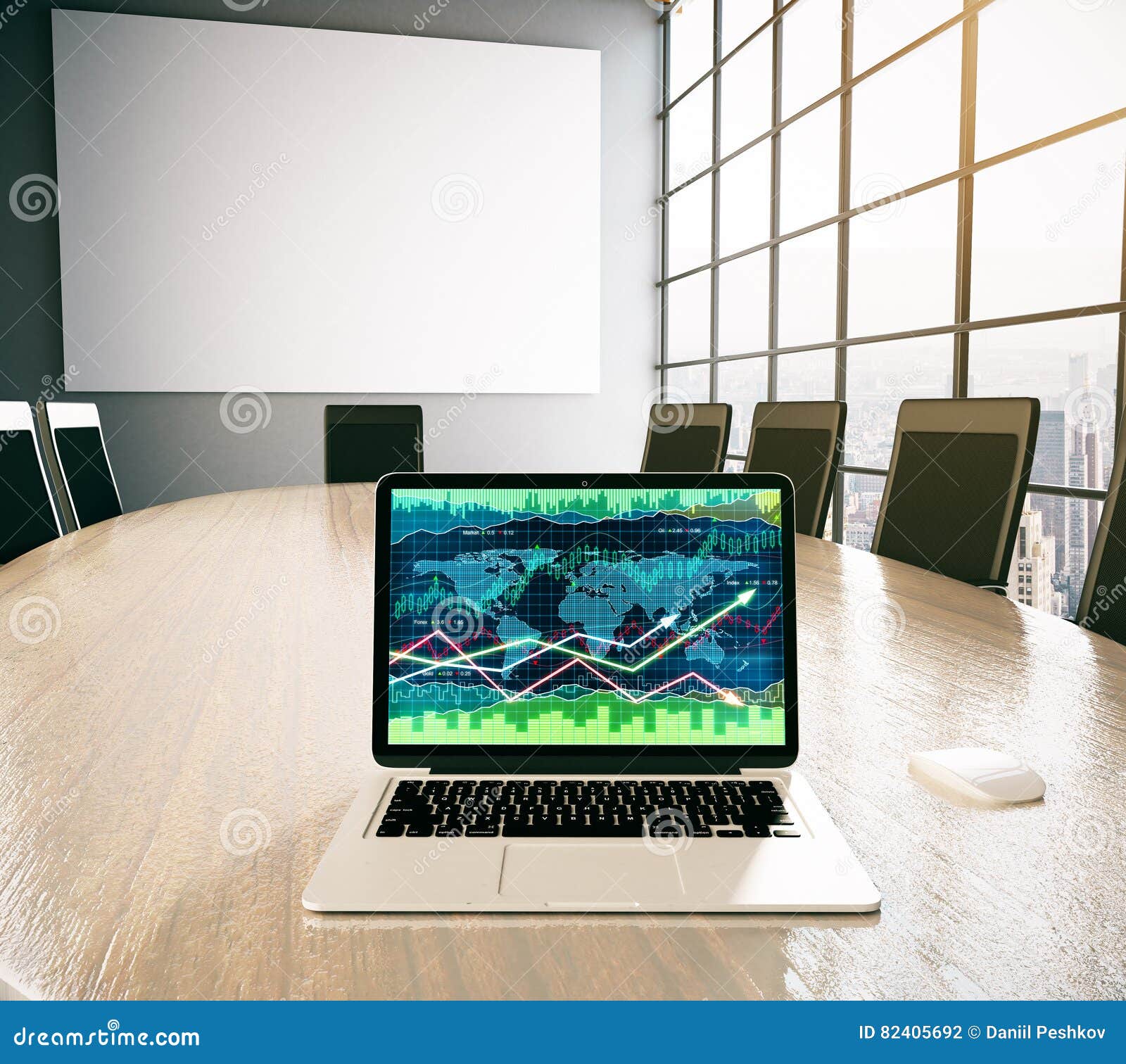 Forex Chart and Empty Whiteboard Stock Photo - Image of mockup ...