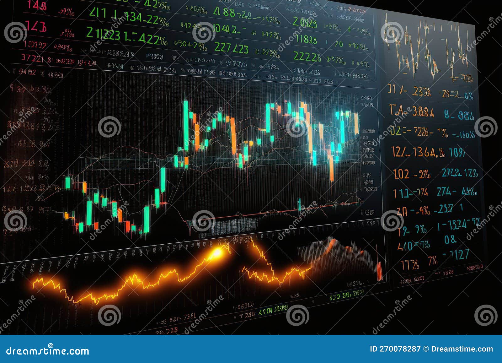 Forex Chart with Statistic Data and Market Quotes on Digital Screen ...