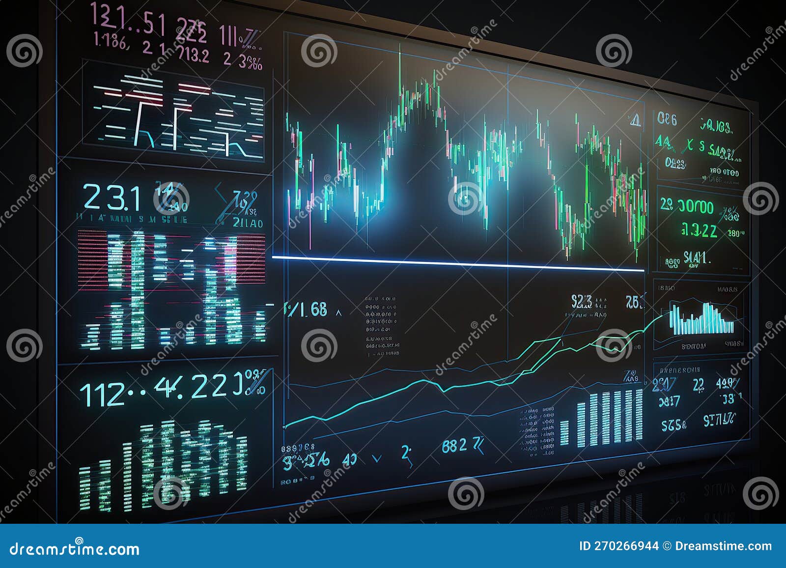 Forex Chart with Statistic Data and Market Quotes on Digital Screen ...