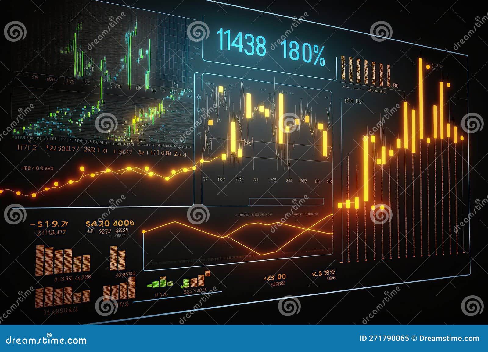 Forex Chart with Statistic Data and Market Quotes on Digital Screen ...