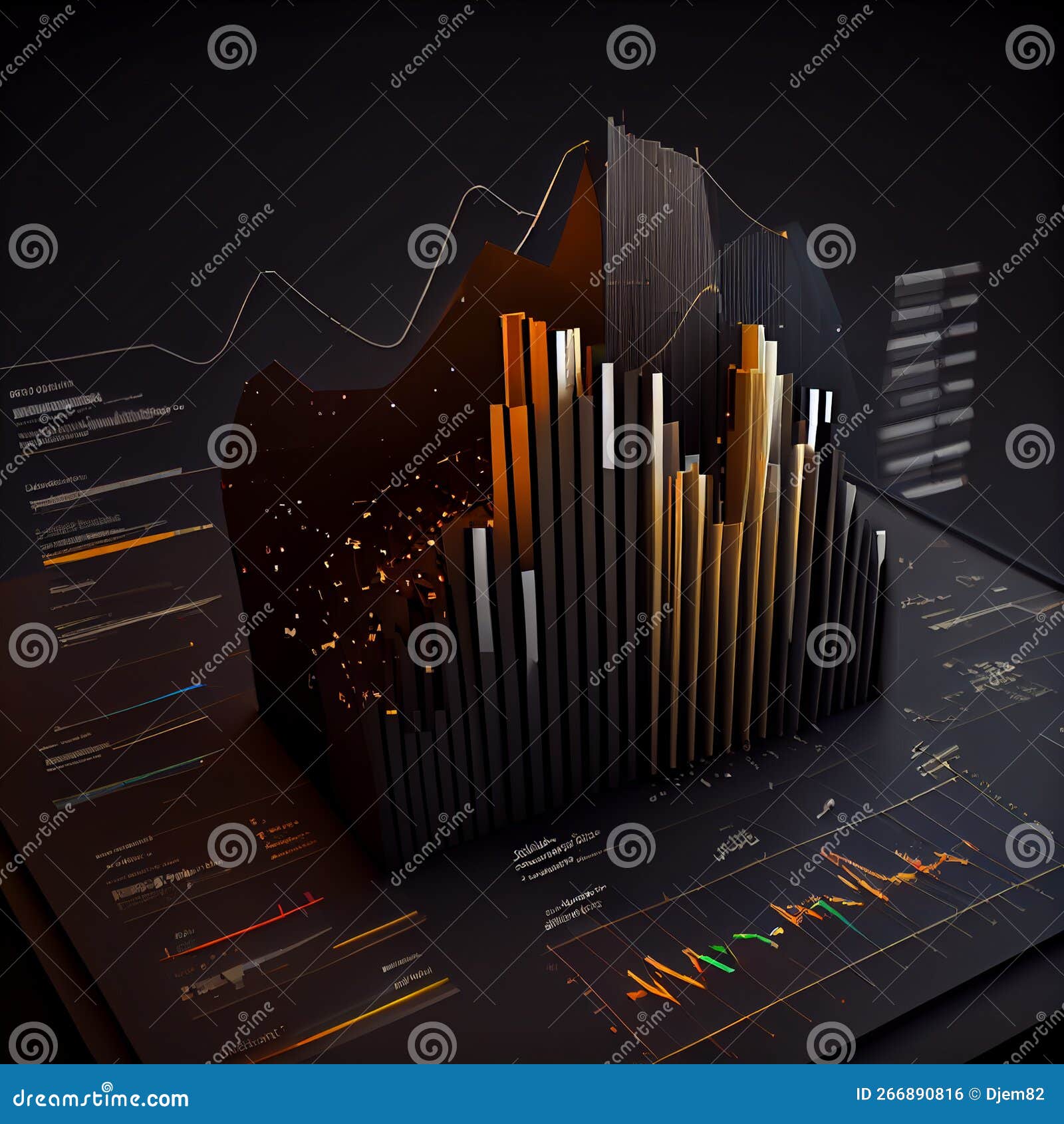 Forex Chart with Statistic Data and Market Quotes on Digital Screen ...