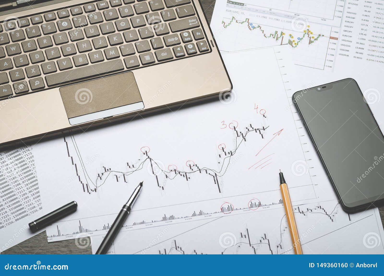 Forex Charts, Notebook, Financial Notes in Notepad Stock Photo - Image ...