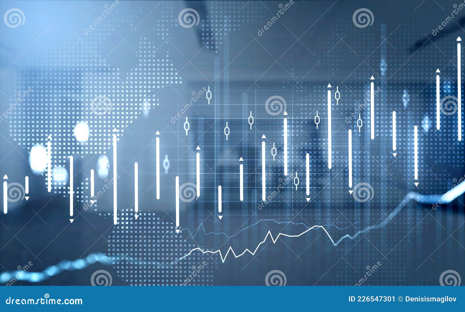 Forex Financial Rising Graph and Chart with Numbers and Candlesticks ...