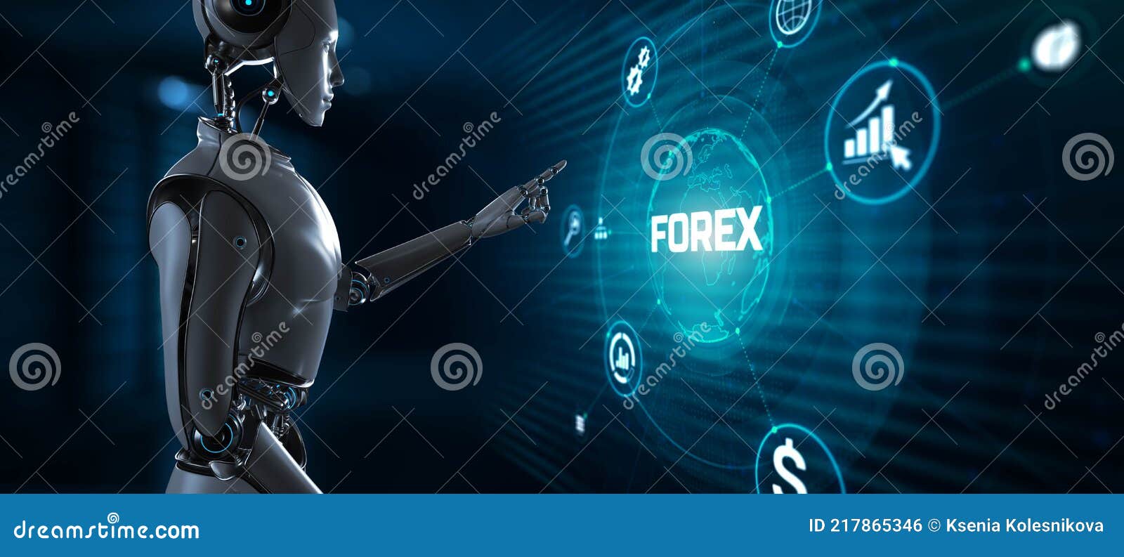 Forex Robot Trading Automation Concept. Robot Pressing Button on Screen ... Forex Robot Trading Automation Concept. Robot Pressing Button on Screen ...